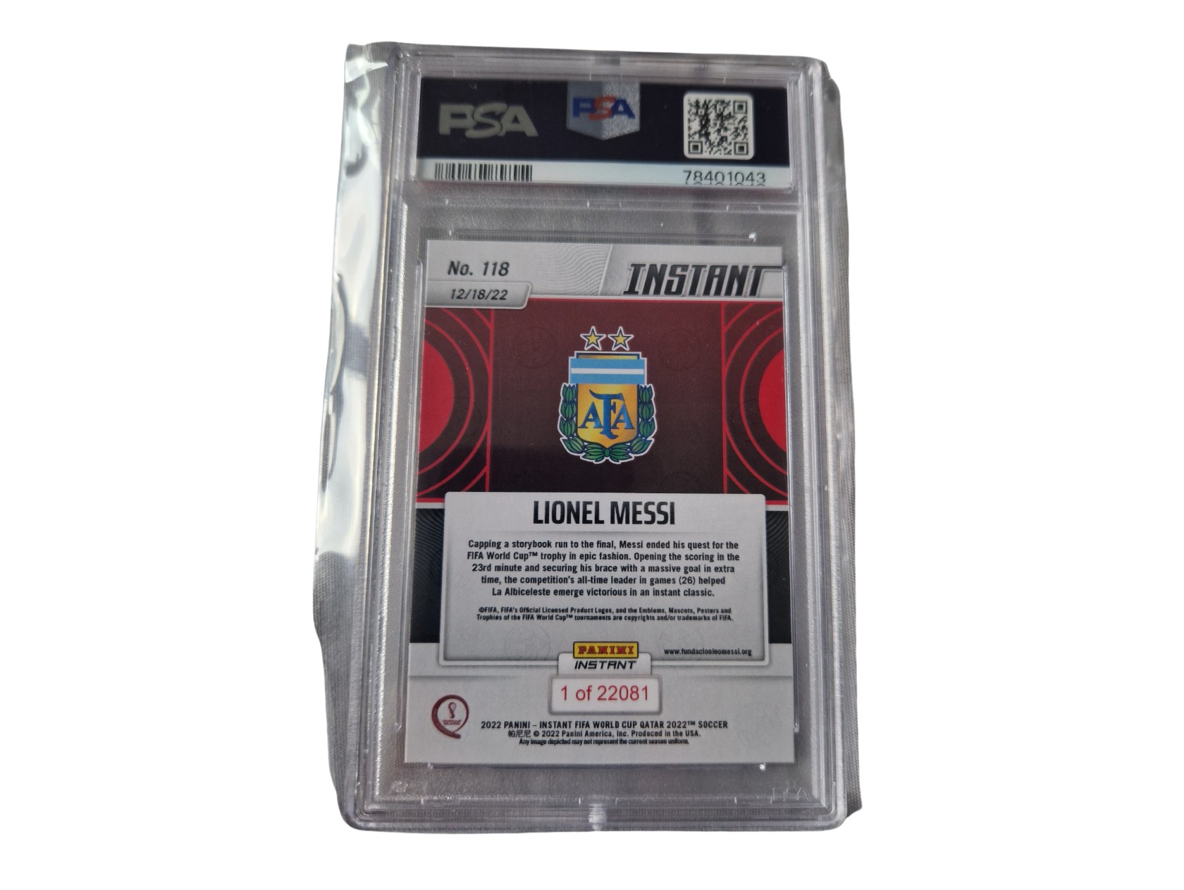 Lionel Messi FIFA World Cup Panini Instant Card 2022 - CharityStars