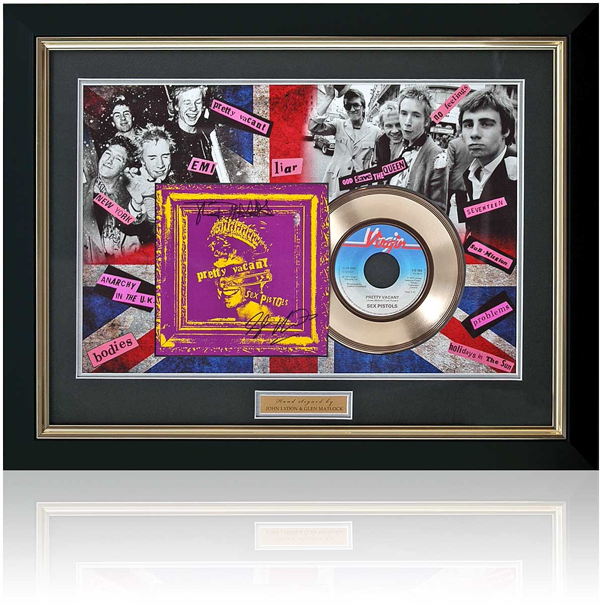 Rotten and Matlock of Sex Pistols Signed 'Pretty Vacant' Gold Disc ...