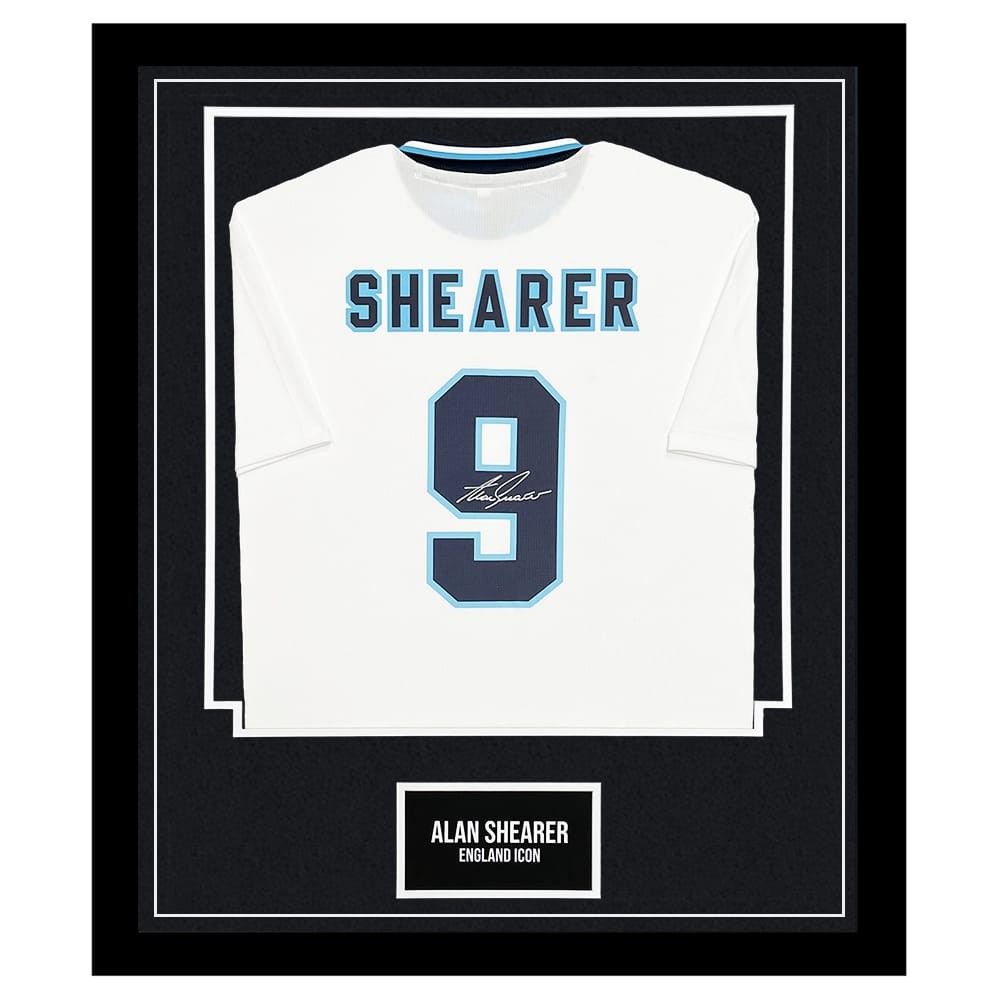 Alan Shearer's England 1996 Signed and Framed Shirt - CharityStars