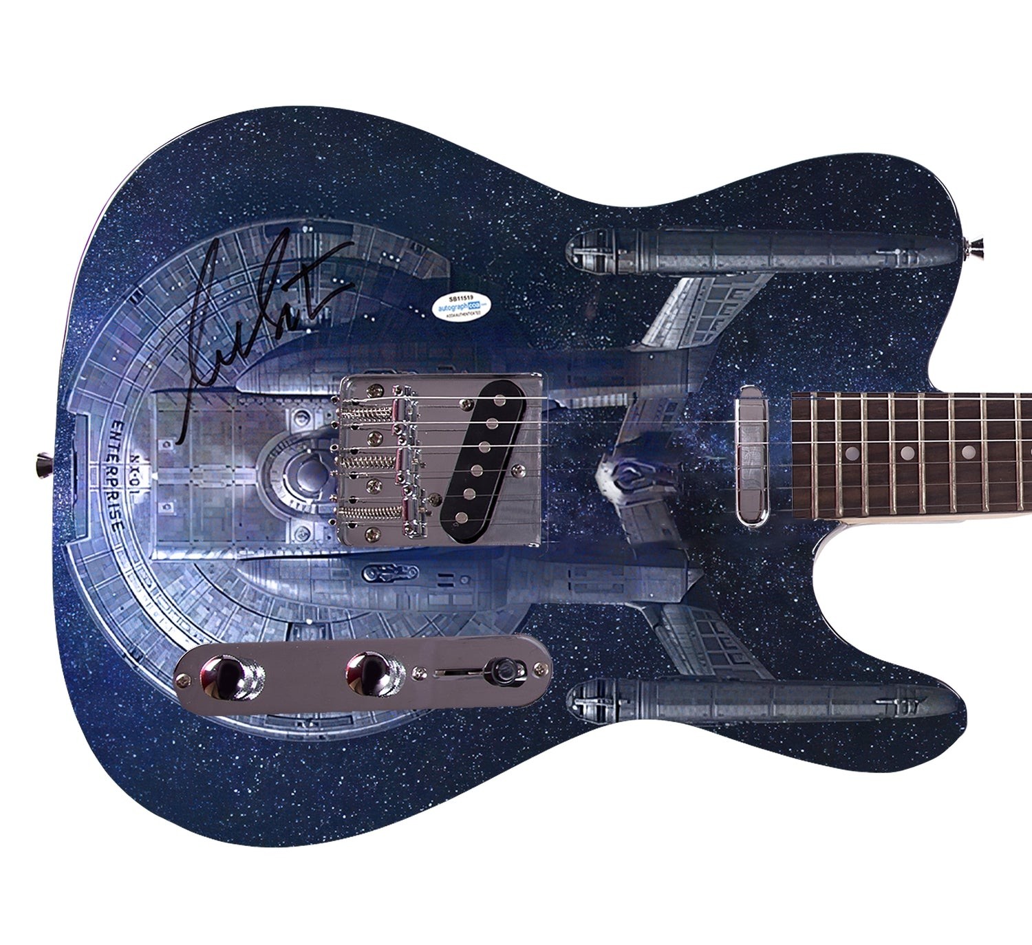 William Shatner Signed Star Trek Custom Graphics Guitar - CharityStars