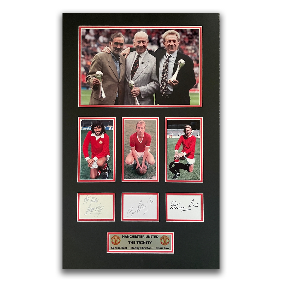 George Best, Denis Law and Bobby Charlton The Holy Trinity Signed ...