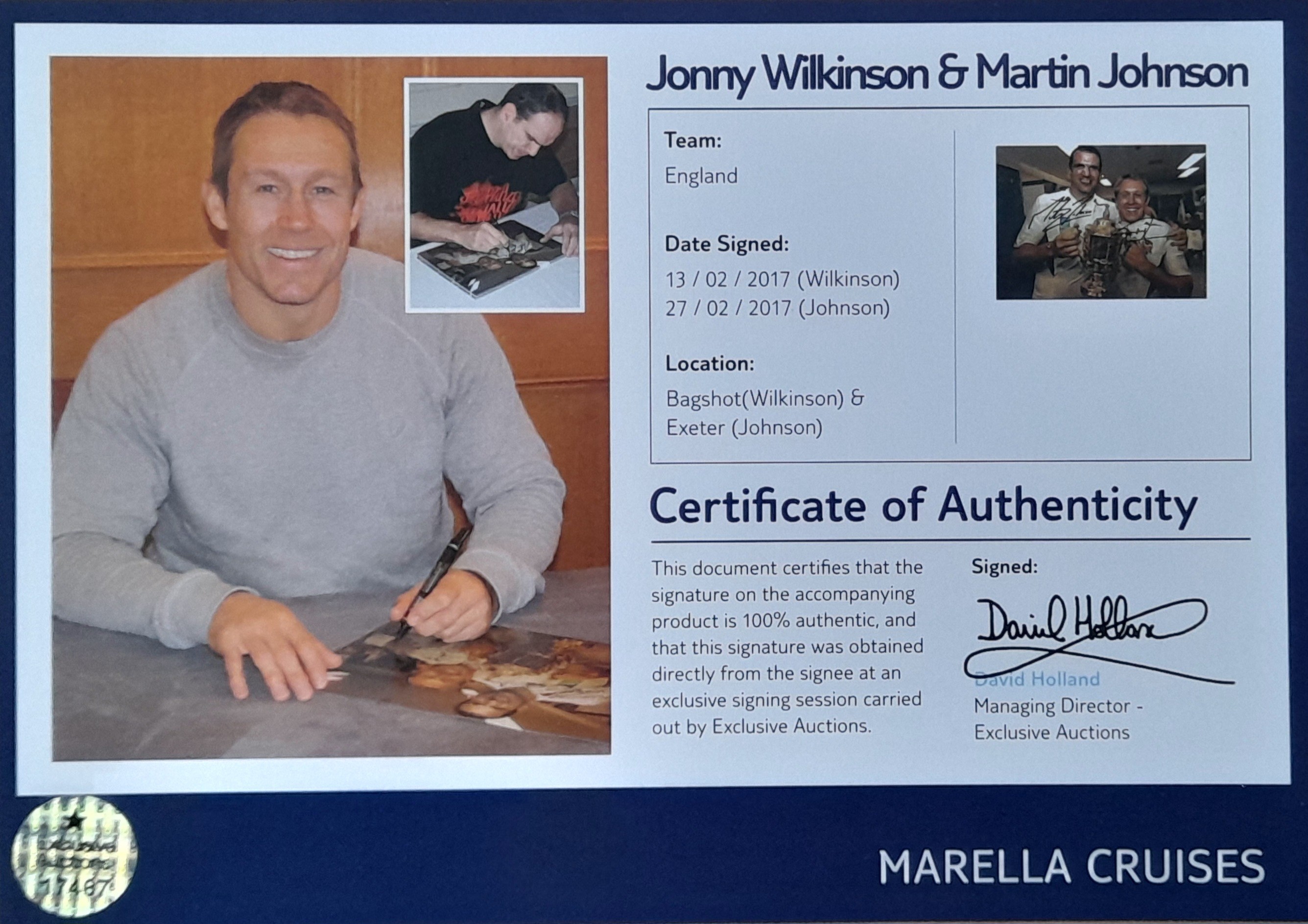Martin Johnson and Jonny Wilkinson England RWC Winners 2003 Signed and ...