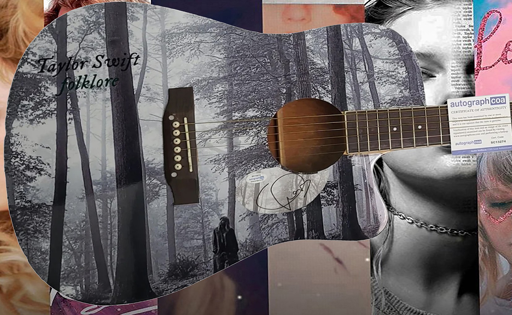 Taylor Swift Signed Custom Graphics Acoustic Guitar in a Display Case ...