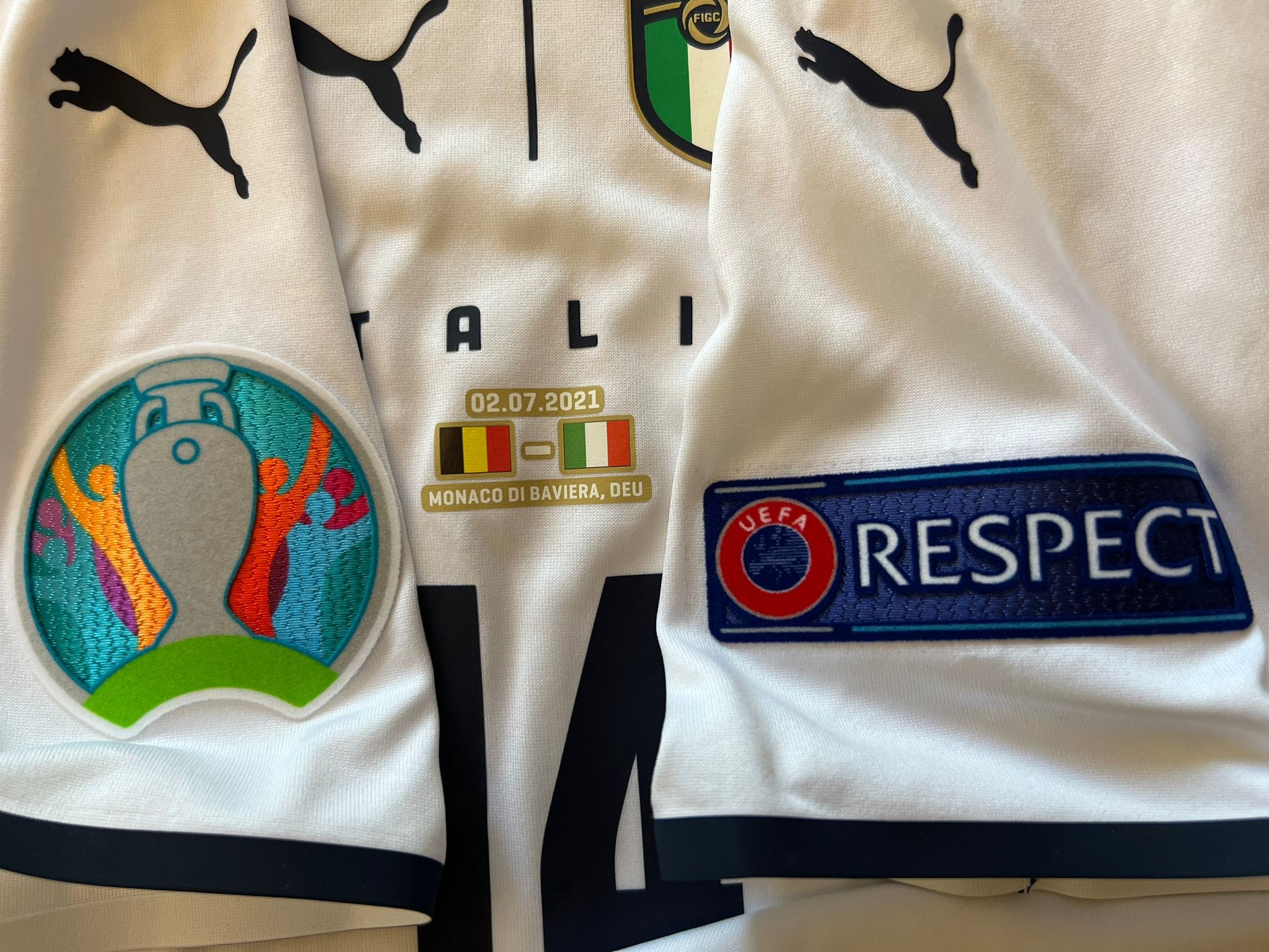Chiesa Signed Match Shirt, Belgium vs Italy 2021 - CharityStars