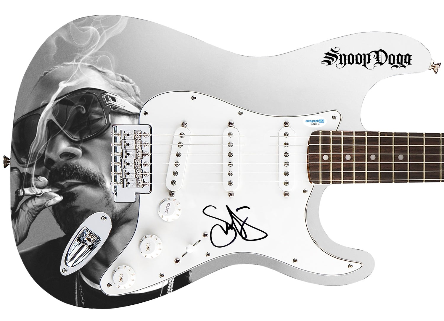 Snoop Dogg Signed Custom Graphics Guitar - CharityStars