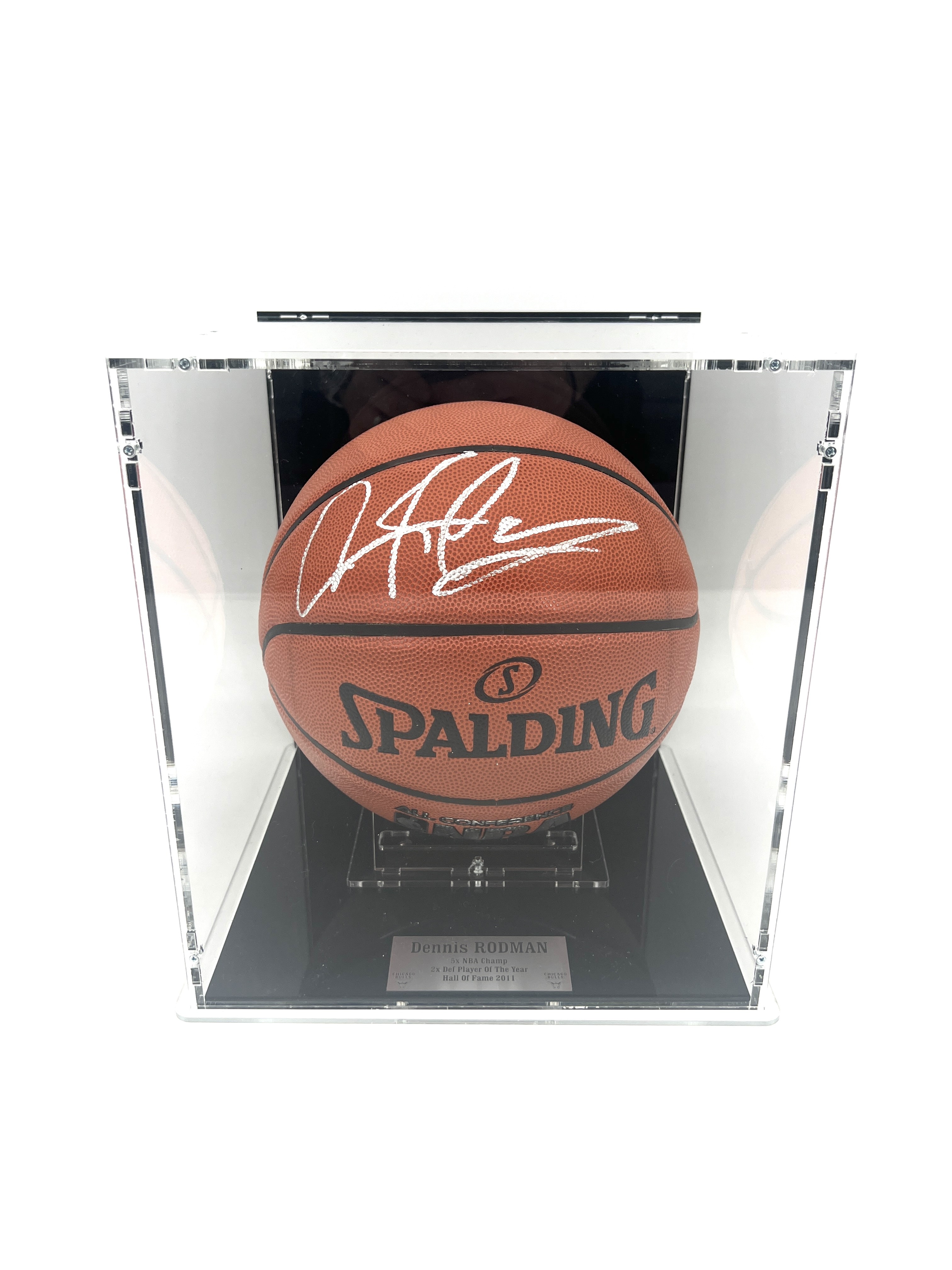 Dennis Rodman Signed NBA Basketball with Display Case - CharityStars