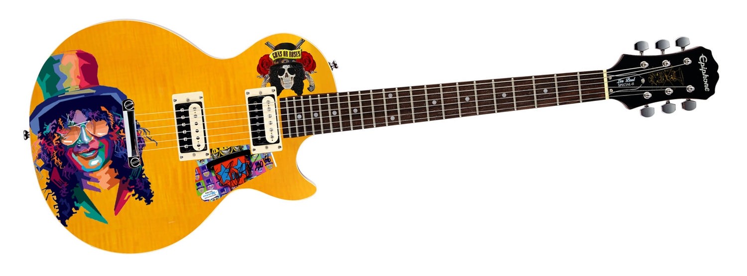 Slash of Guns N'Roses Signed Custom Graphics Epiphone - CharityStars
