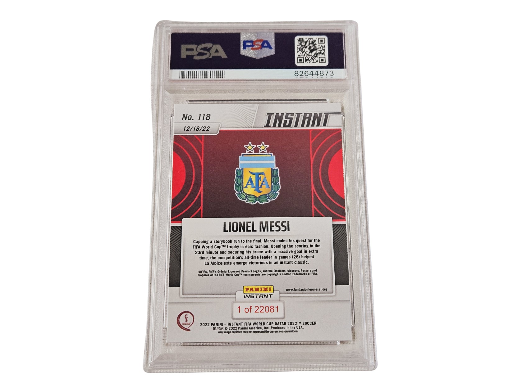 Lionel Messi FIFA World Cup Panini Instant Card 2022 - #118 - CharityStars