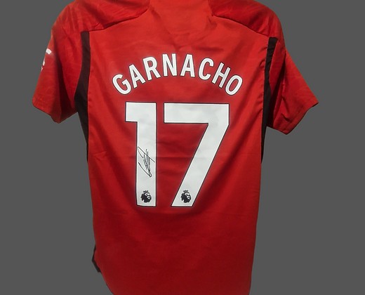 Alejandro Garnacho's Manchester United 2023/24 Signed and Framed Shirt ...