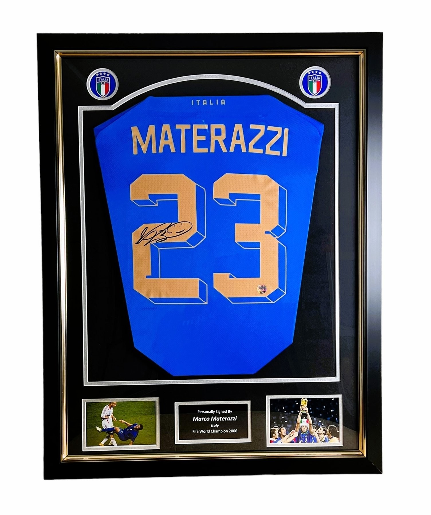 Marco Materazzi's Italy 2022/23 Signed and Framed Shirt - CharityStars