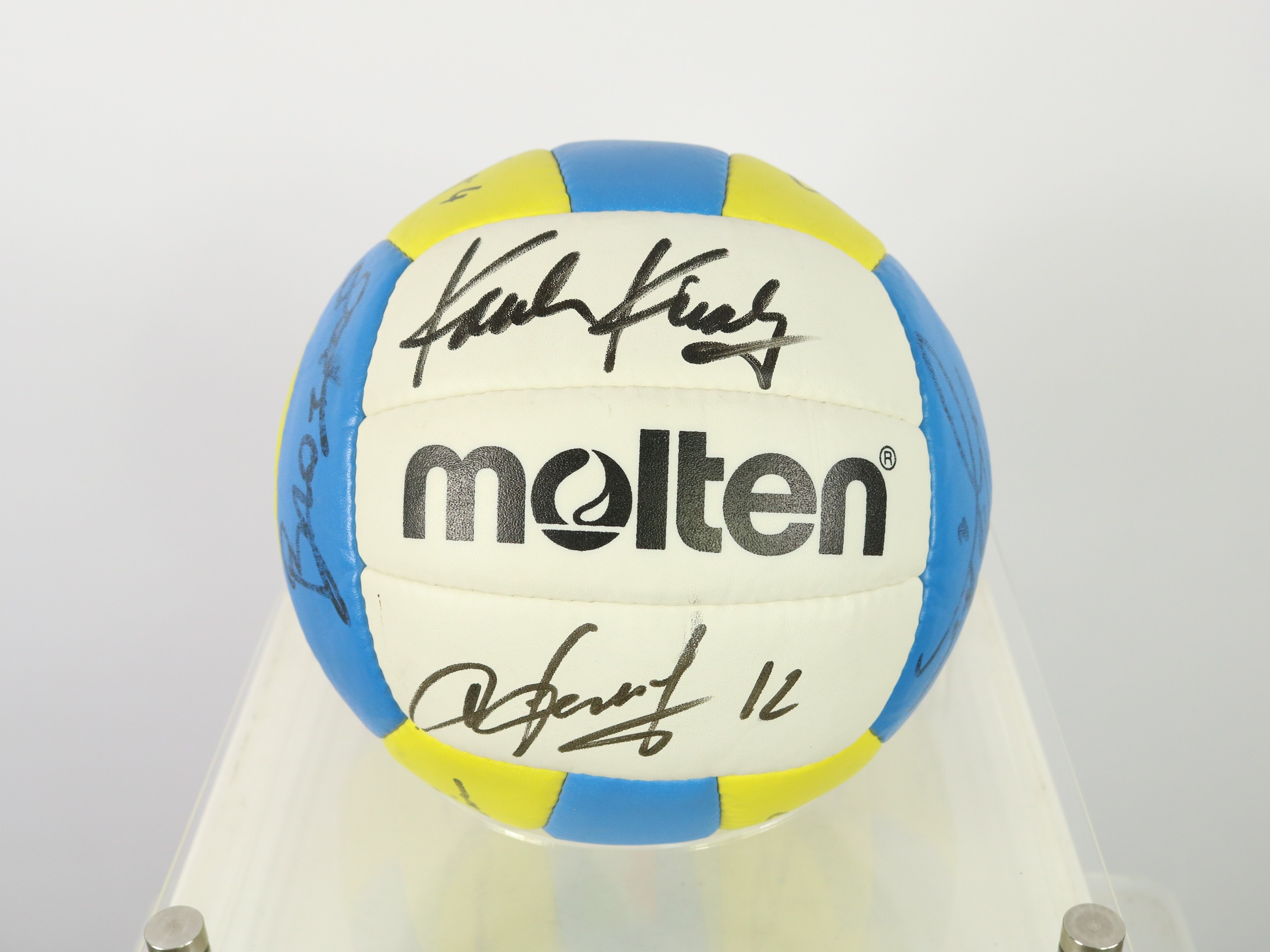 Ball autographed by beach volleyball athletes and Karch Kiraly ...