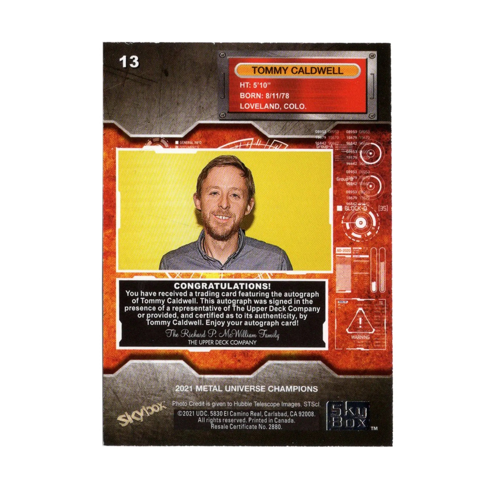 Card Metal Universe Champions signed by Tommy Caldwell - CharityStars
