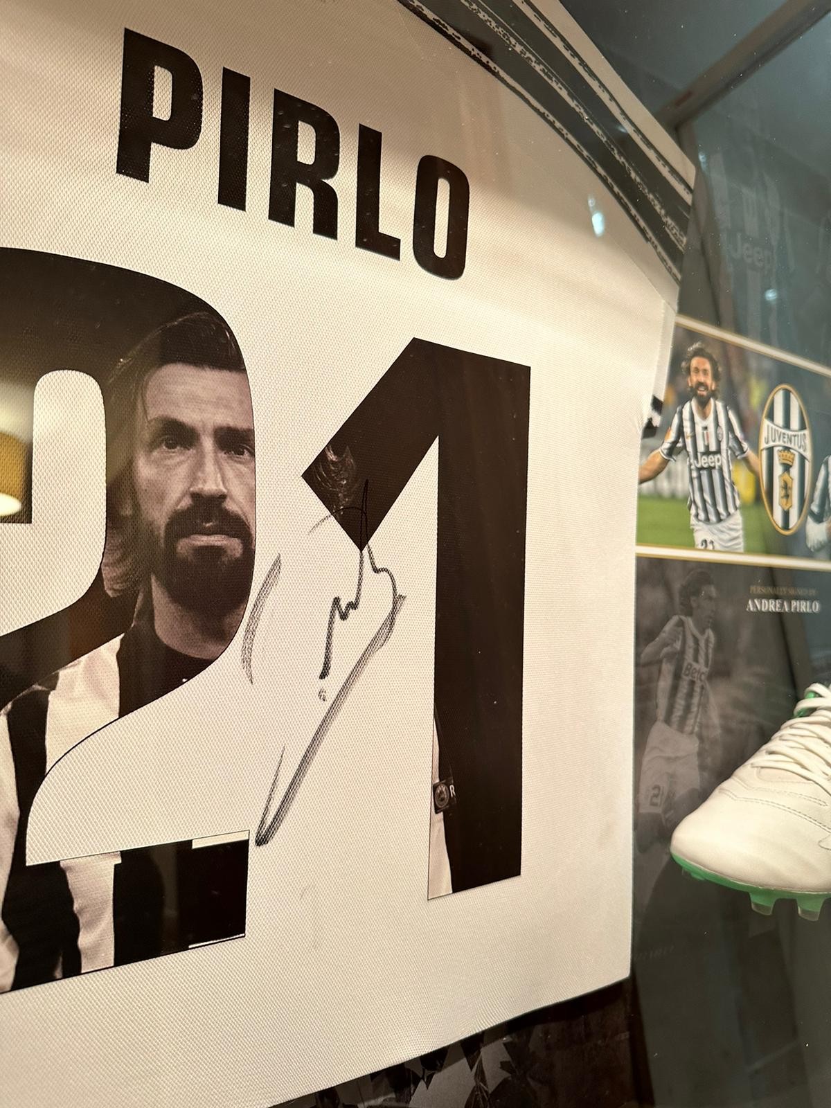 Andrea Pirlo Juventus Signed Shirt and Boot Display - CharityStars