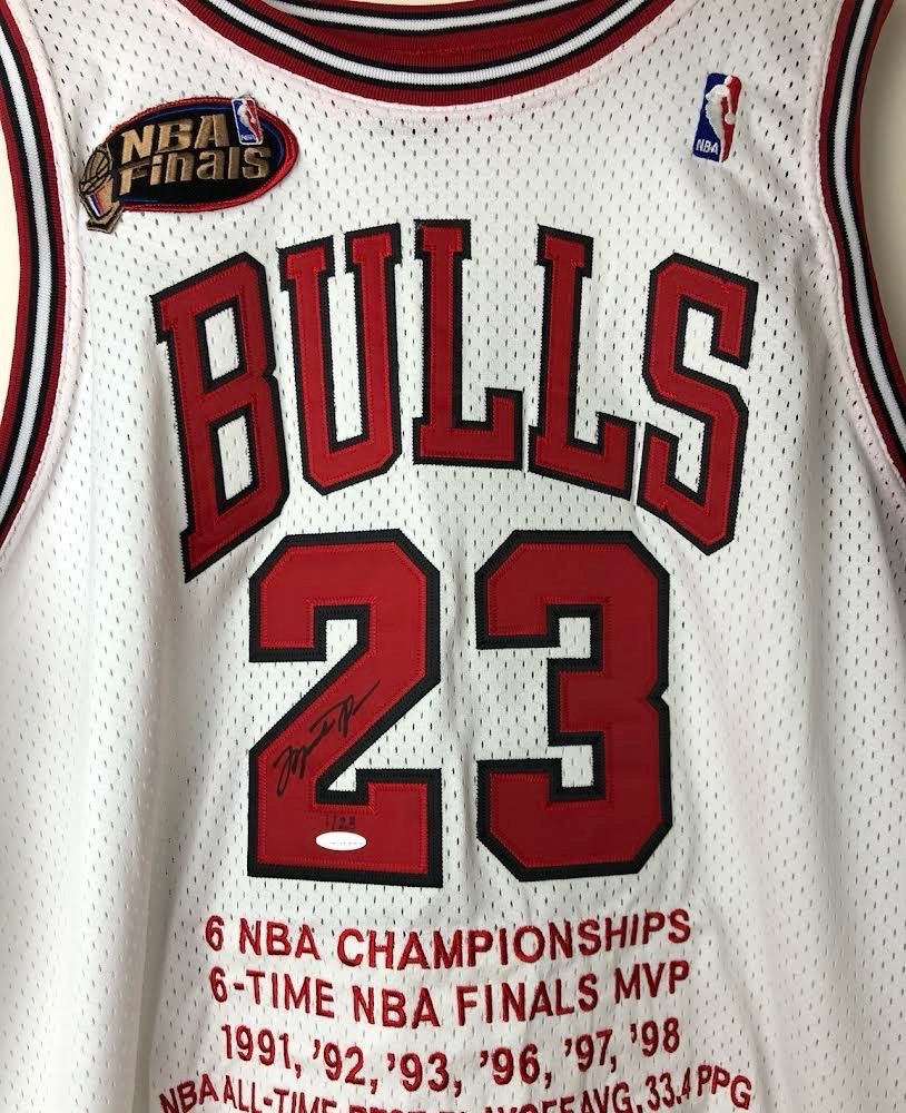 Michael Jordan' Signed & Embroidered 1998 NBA Finals Jersey - CharityStars