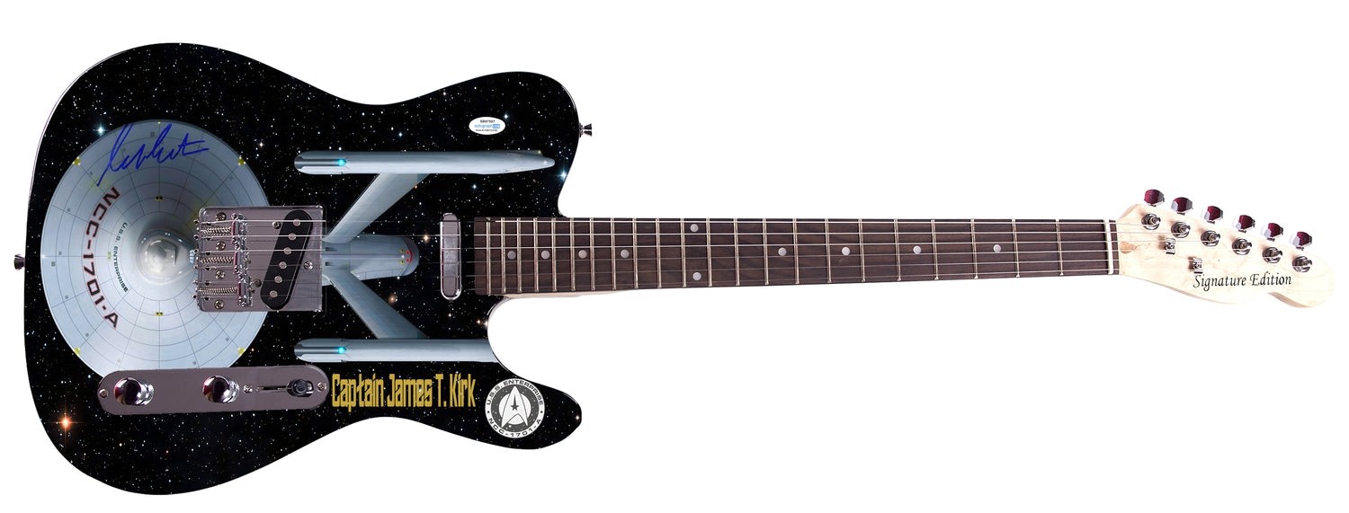 William Shatner Signed Star Trek Custom Graphics Guitar - CharityStars