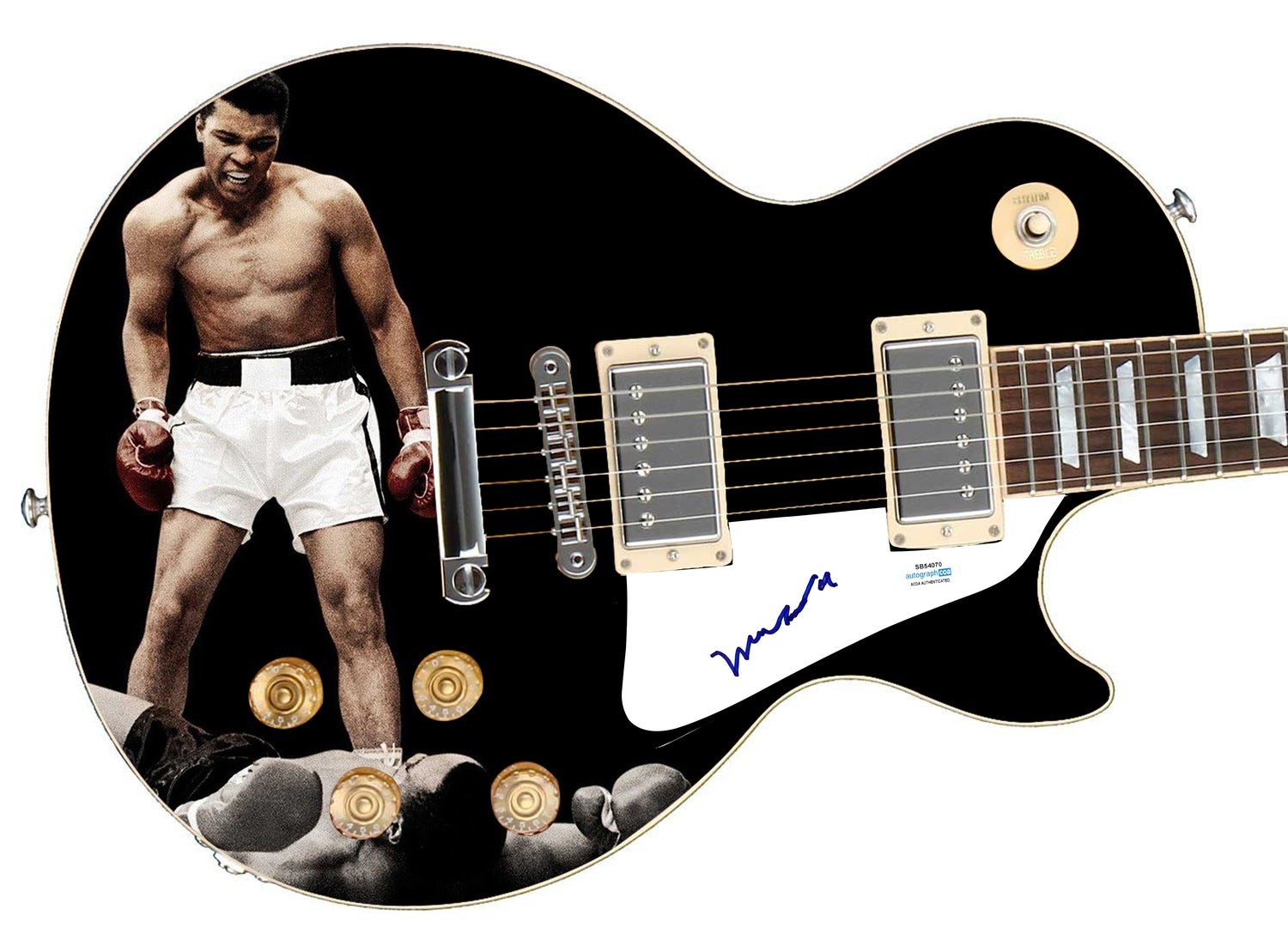 Chitarra con grafica personalizzata firmata da Muhammad Ali - CharityStars