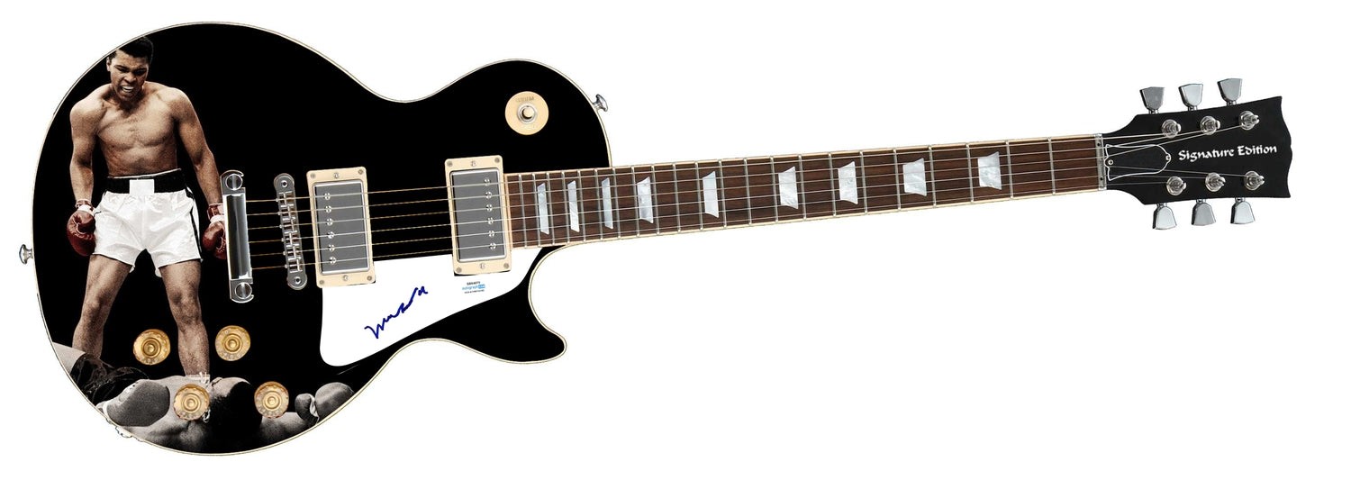 Chitarra con grafica personalizzata firmata da Muhammad Ali - CharityStars