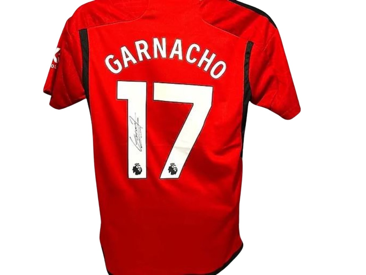 Alejandro Garnacho's Manchester United 2023/24 Signed and Framed Shirt ...