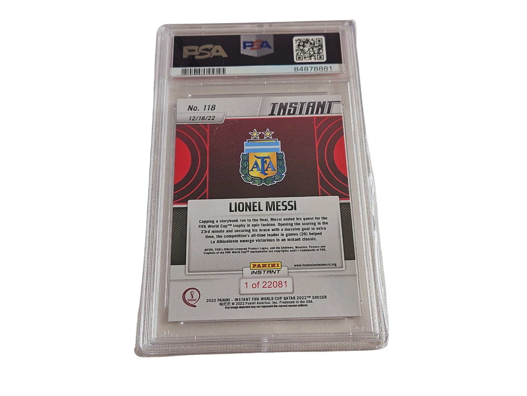 Lionel Messi FIFA World Cup Panini Instant Card 2022 - #118 - CharityStars