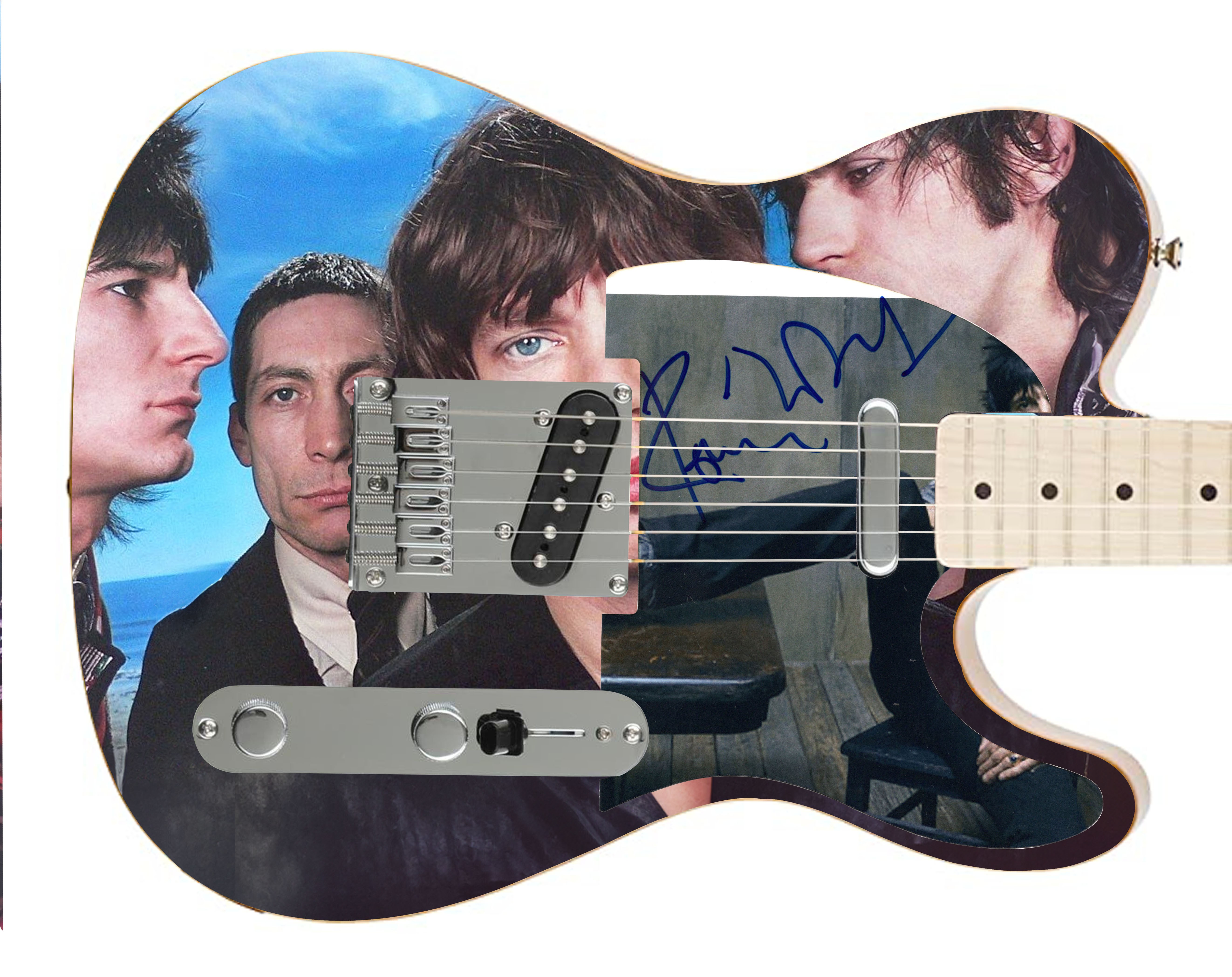 Chitarra Fender con grafica personalizzata autografata da Ronnie Wood ...