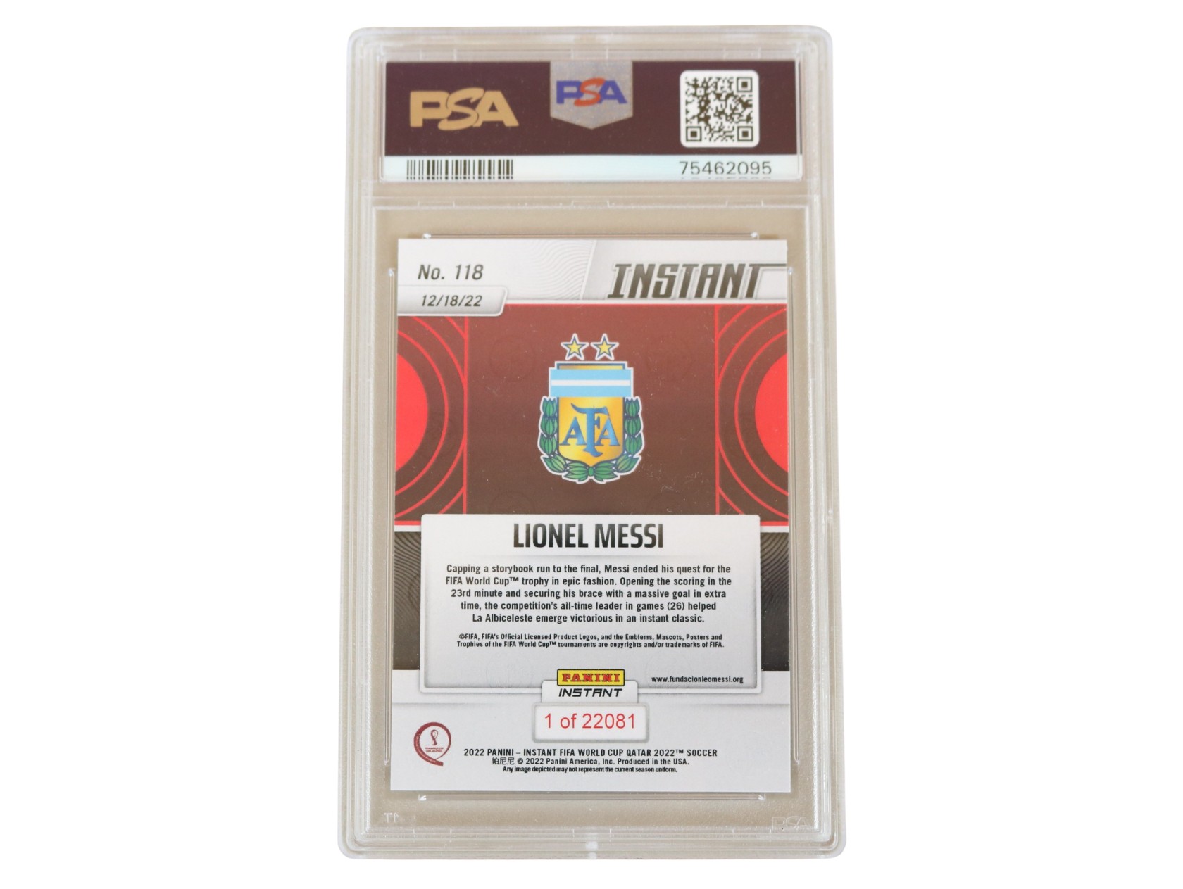 Lionel Messi FIFA World Cup Panini Instant Card 2022 - #118 - CharityStars