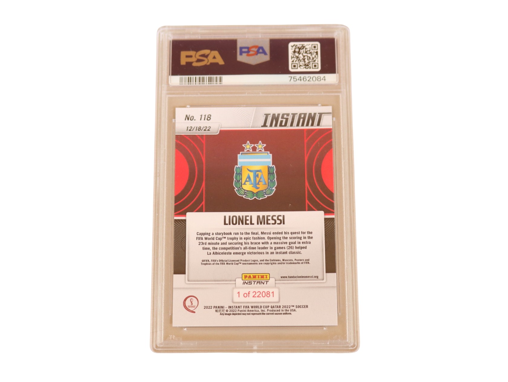 Lionel Messi FIFA World Cup Panini Instant Card 2022 - #118 - CharityStars