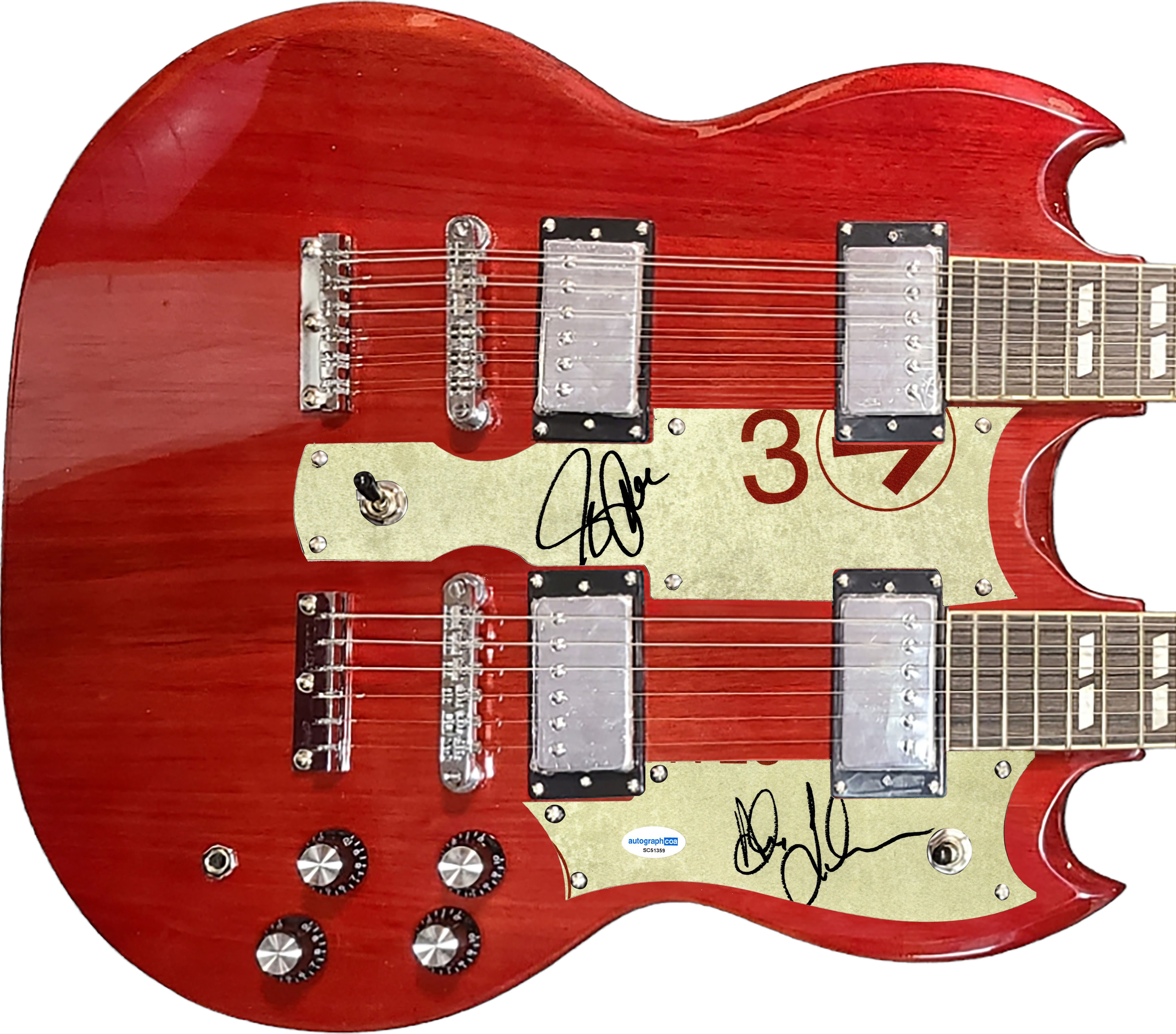 Rush Signed Double Neck SG Graphics Guitar - CharityStars