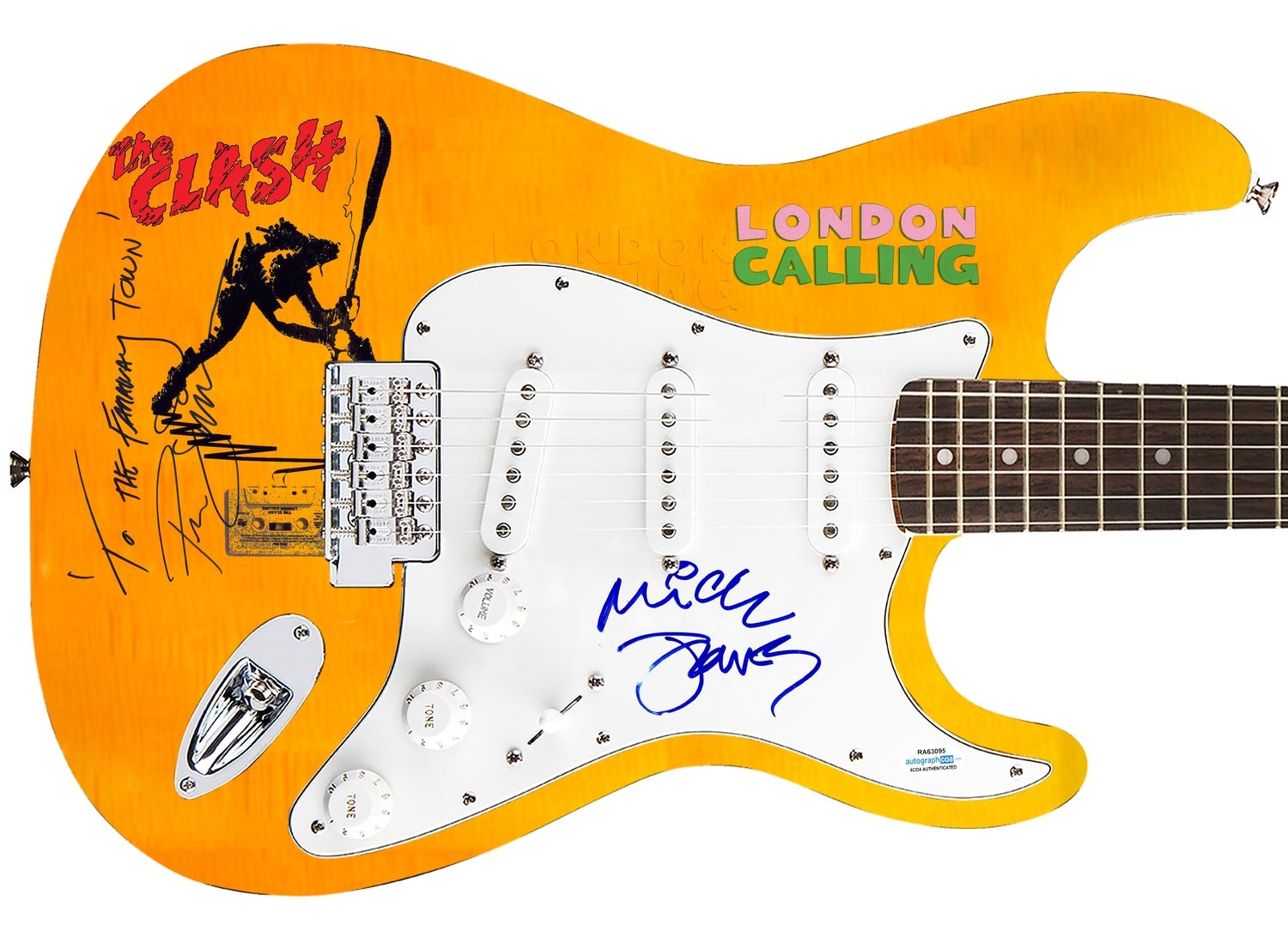 The Clash Signed with Lyrics Custom Graphics Photo Guitar - CharityStars