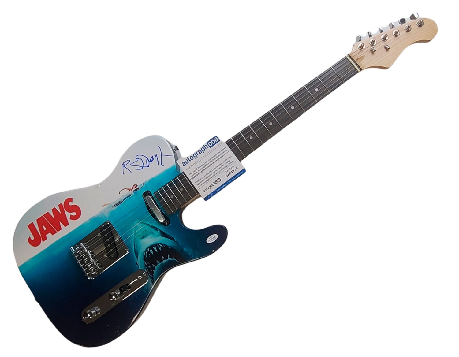 Richard Dreyfuss Signed Jaws Graphics Guitar - CharityStars