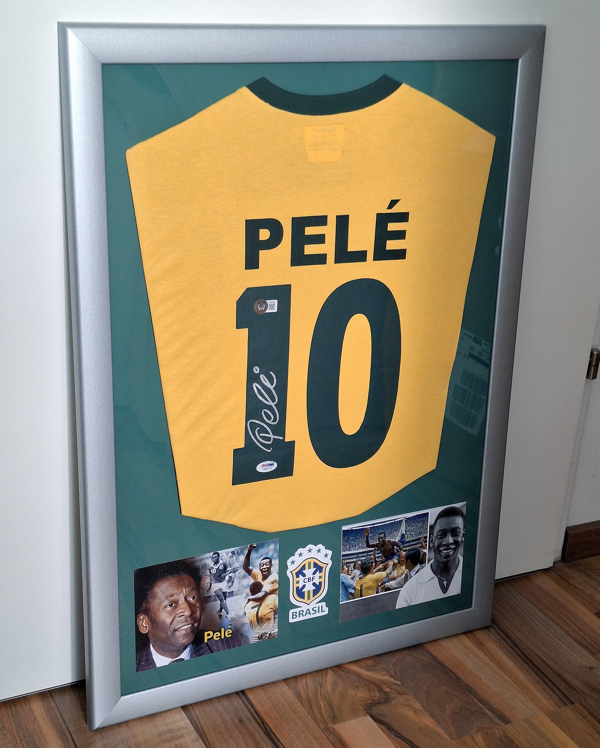 Pele's Brazil Signed And Framed Home Shirt - CharityStars