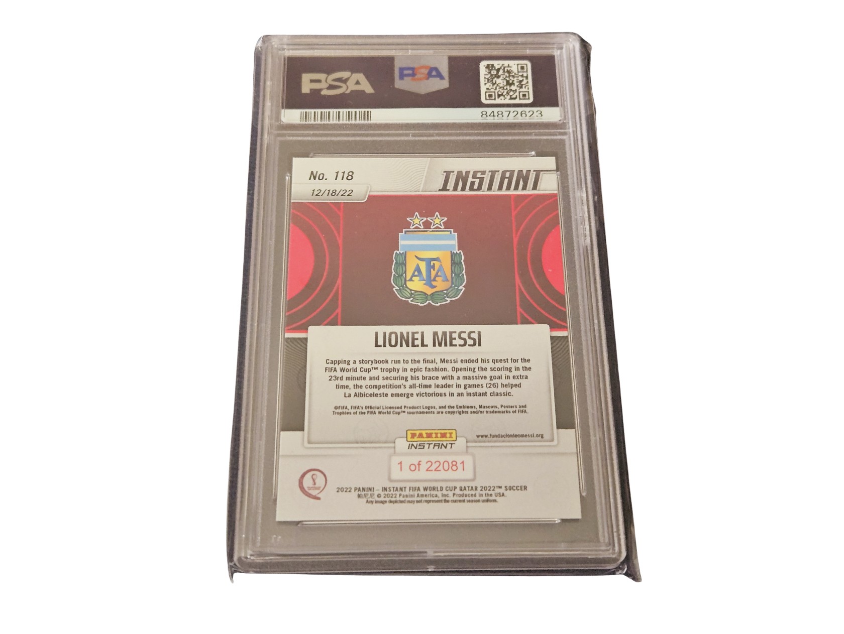 Lionel Messi FIFA World Cup Panini Instant Card 2022 - #118 - CharityStars