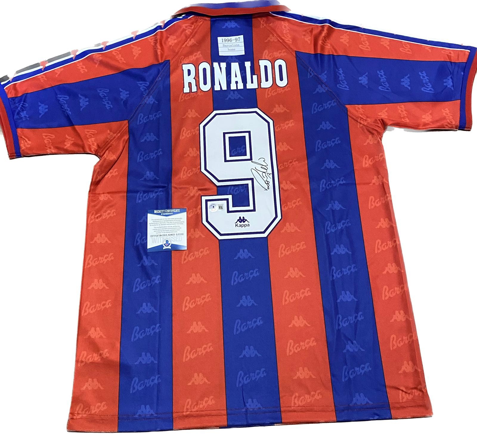 Ronaldo Nazário's FC Barcelona 1996/97 Signed Replica Shirt - CharityStars