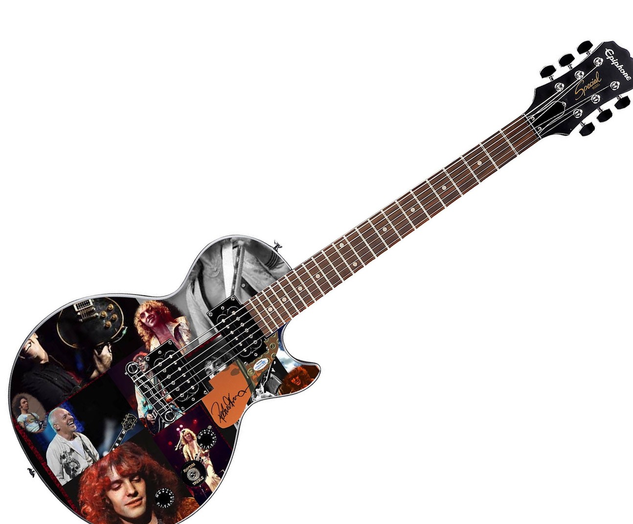 Peter Frampton Signed Pickguard on a Custom Epiphone Les Paul Guitar ...
