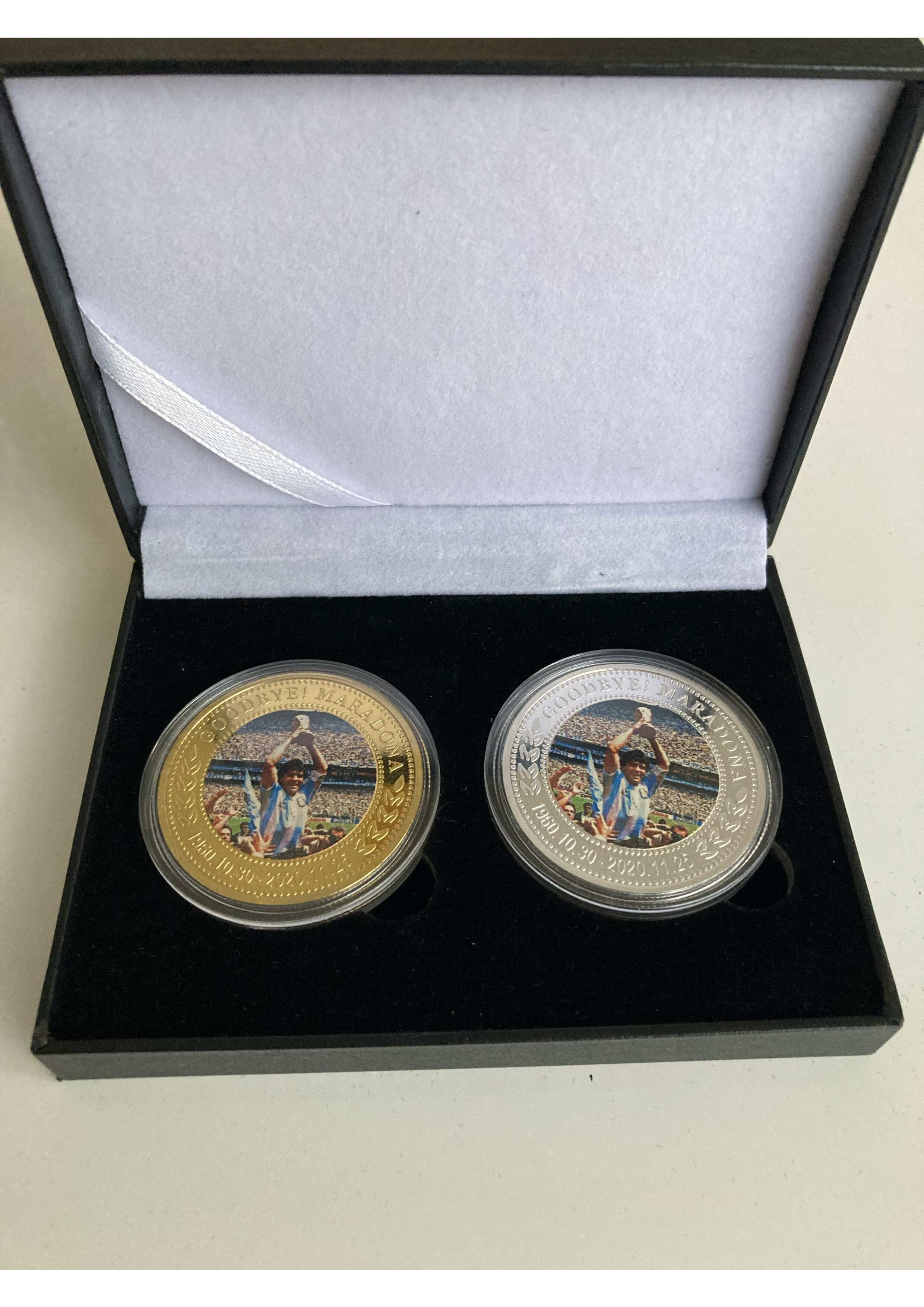Diego Maradona Argentina Gold And Silver Plated World Cup Trophy Coins ...