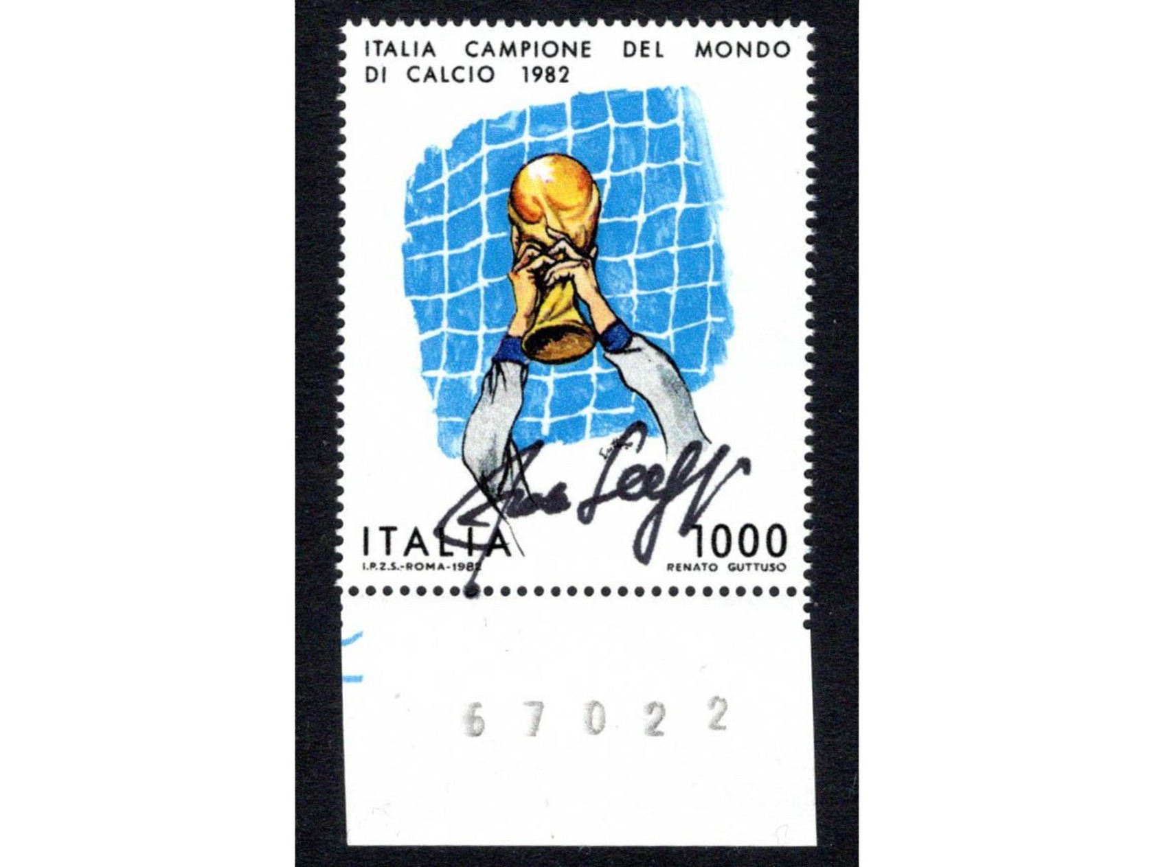 1.000 Lire 1982 Fifa World Cup - Stamp Signed by Franco Selvaggi ...