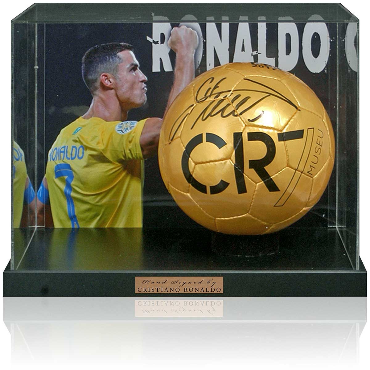 Cristiano Ronaldo Signed Golden Football in Acrylic Display Case ...