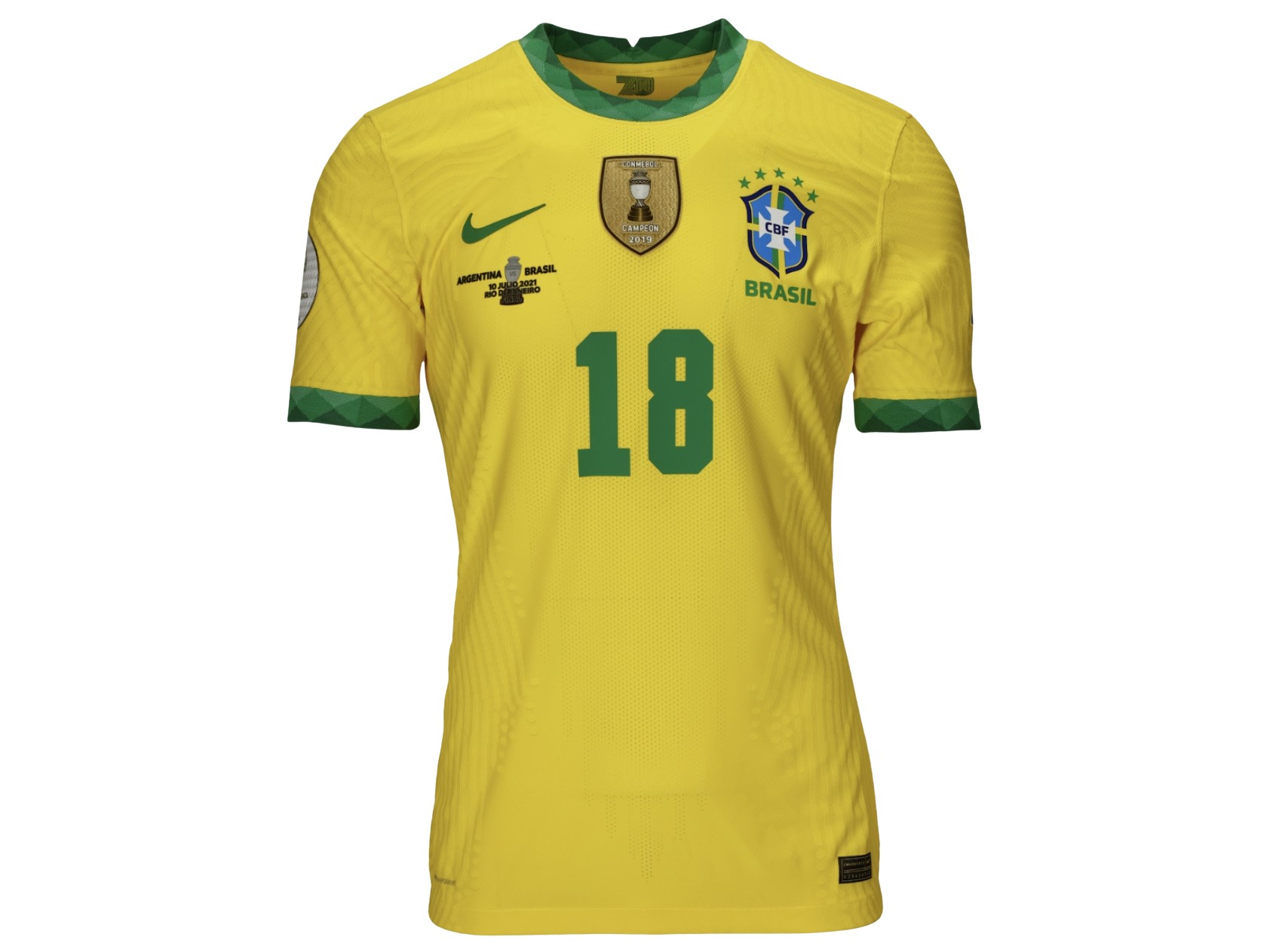 Vini Jr's Argentina vs Brazil Match-Issued Shirt, Copa America Finals ...