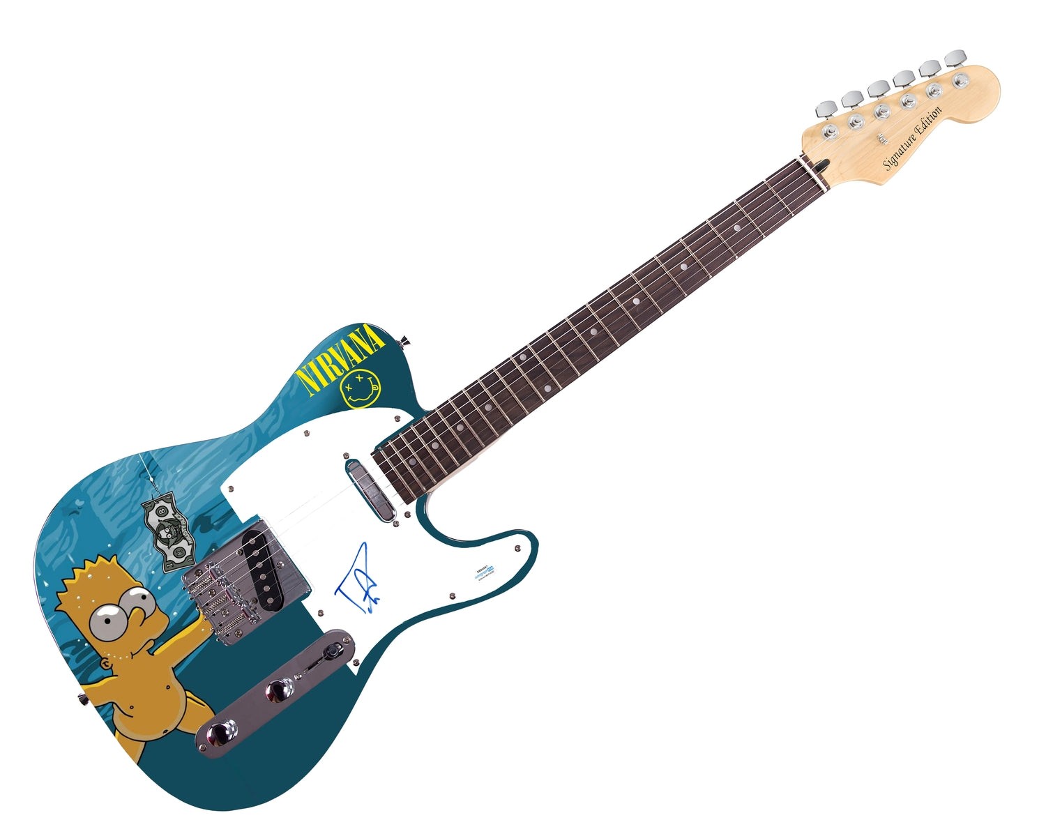Dave Grohl of Nirvana Signed Simpsons Album Graphics Guitar - CharityStars