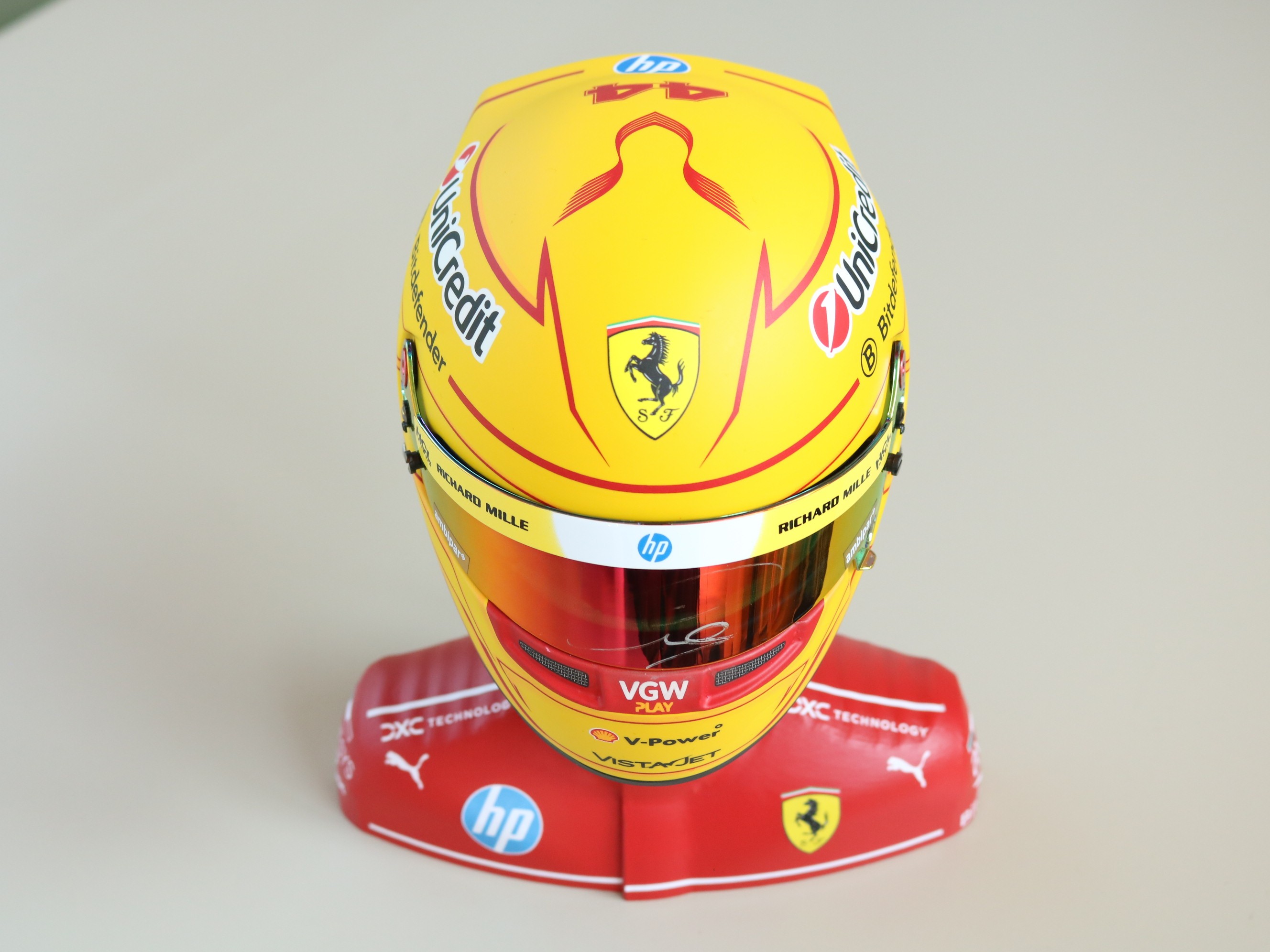 R -Hamilton Scuderia Ferrari 1:2 scale helmet with 3D printed base ...