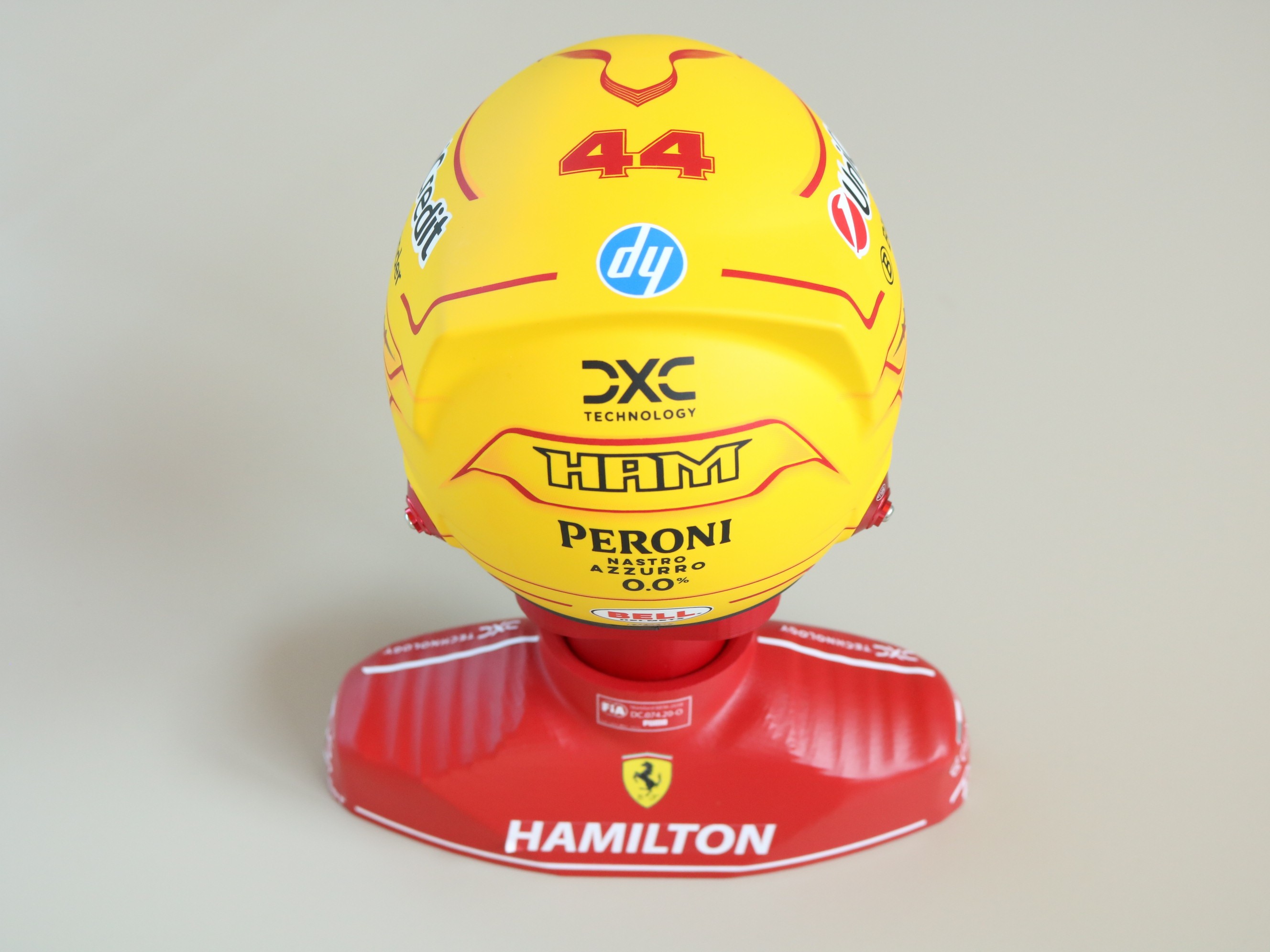 R -Hamilton Scuderia Ferrari 1:2 scale helmet with 3D printed base ...