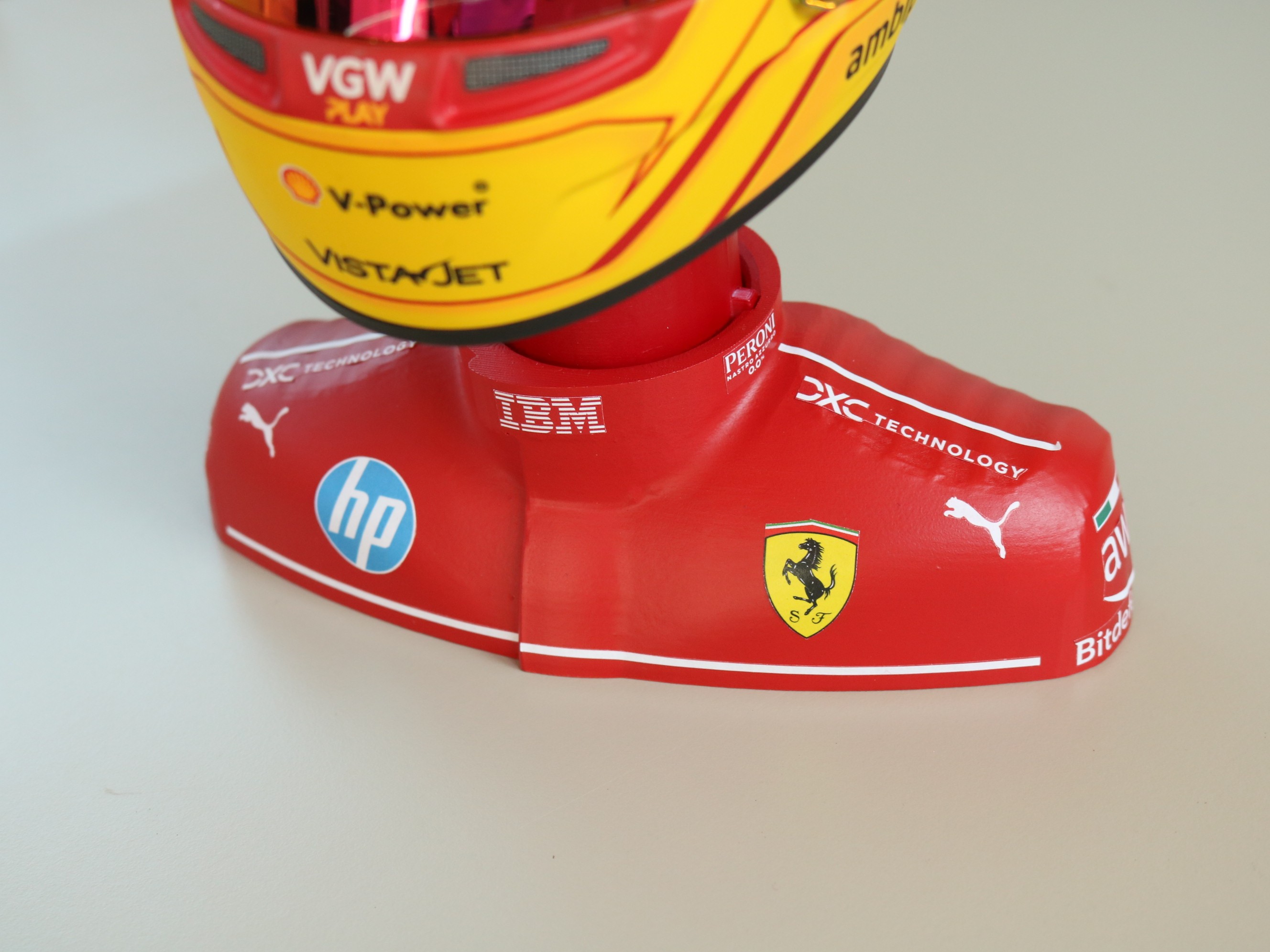 R -Hamilton Scuderia Ferrari 1:2 scale helmet with 3D printed base ...