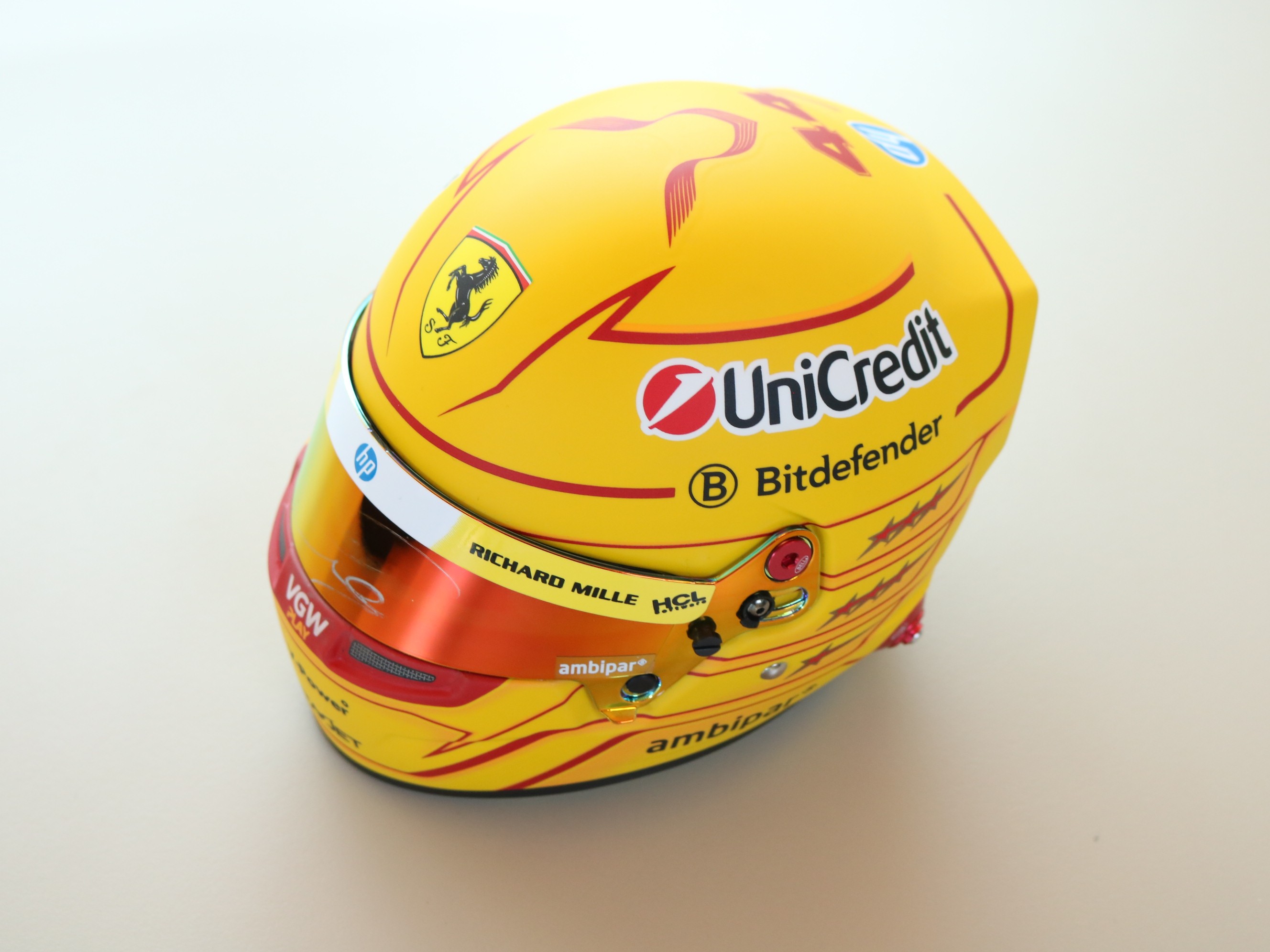 R -Hamilton Scuderia Ferrari 1:2 scale helmet with 3D printed base ...