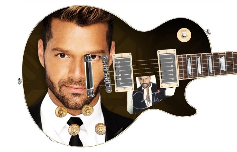 Ricky Martin Signed Pickguard on a Custom Signature Edition Guitar ...