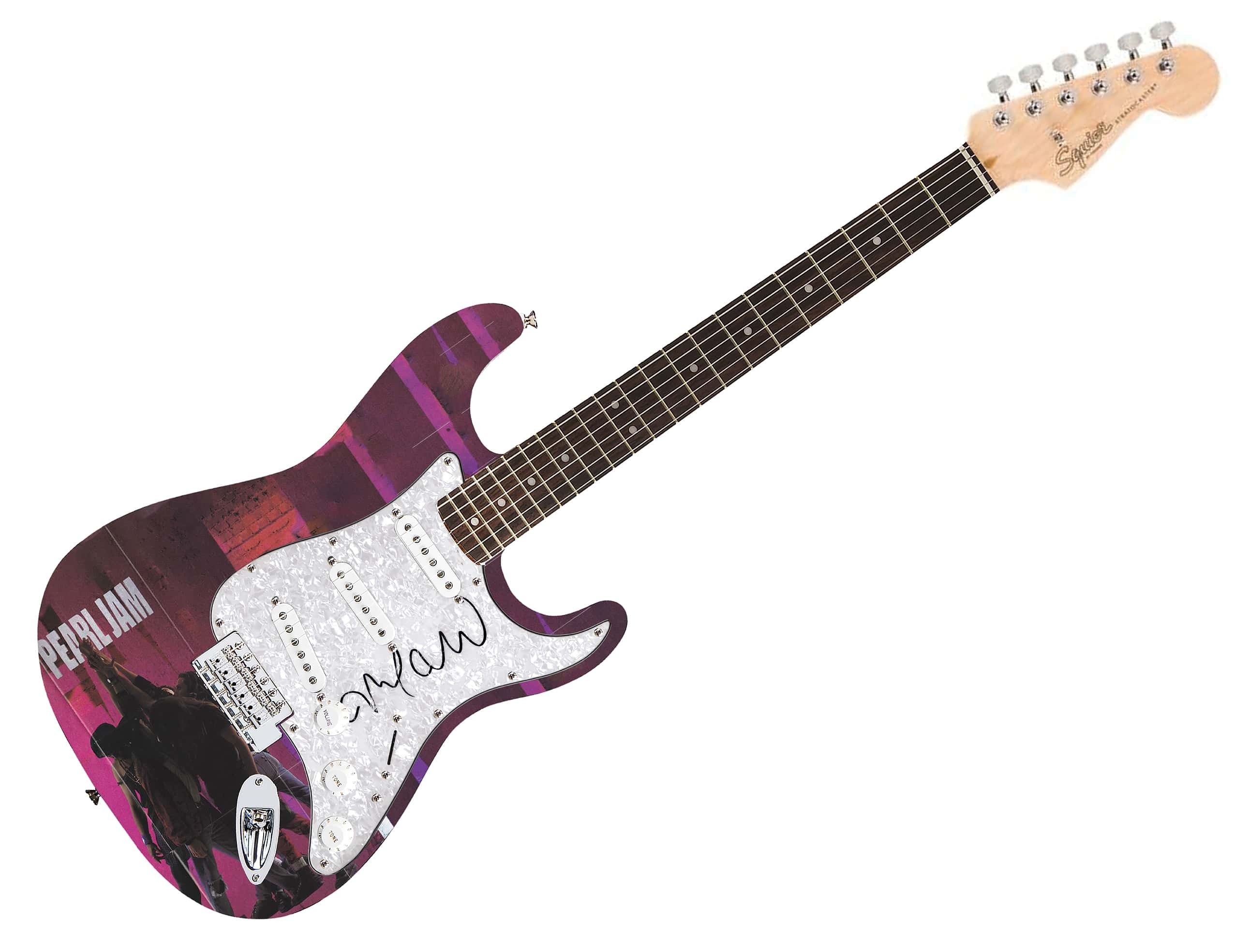 Mike McCready of Pearl Jam Signed Pickguard on a Custom Fender Guitar ...