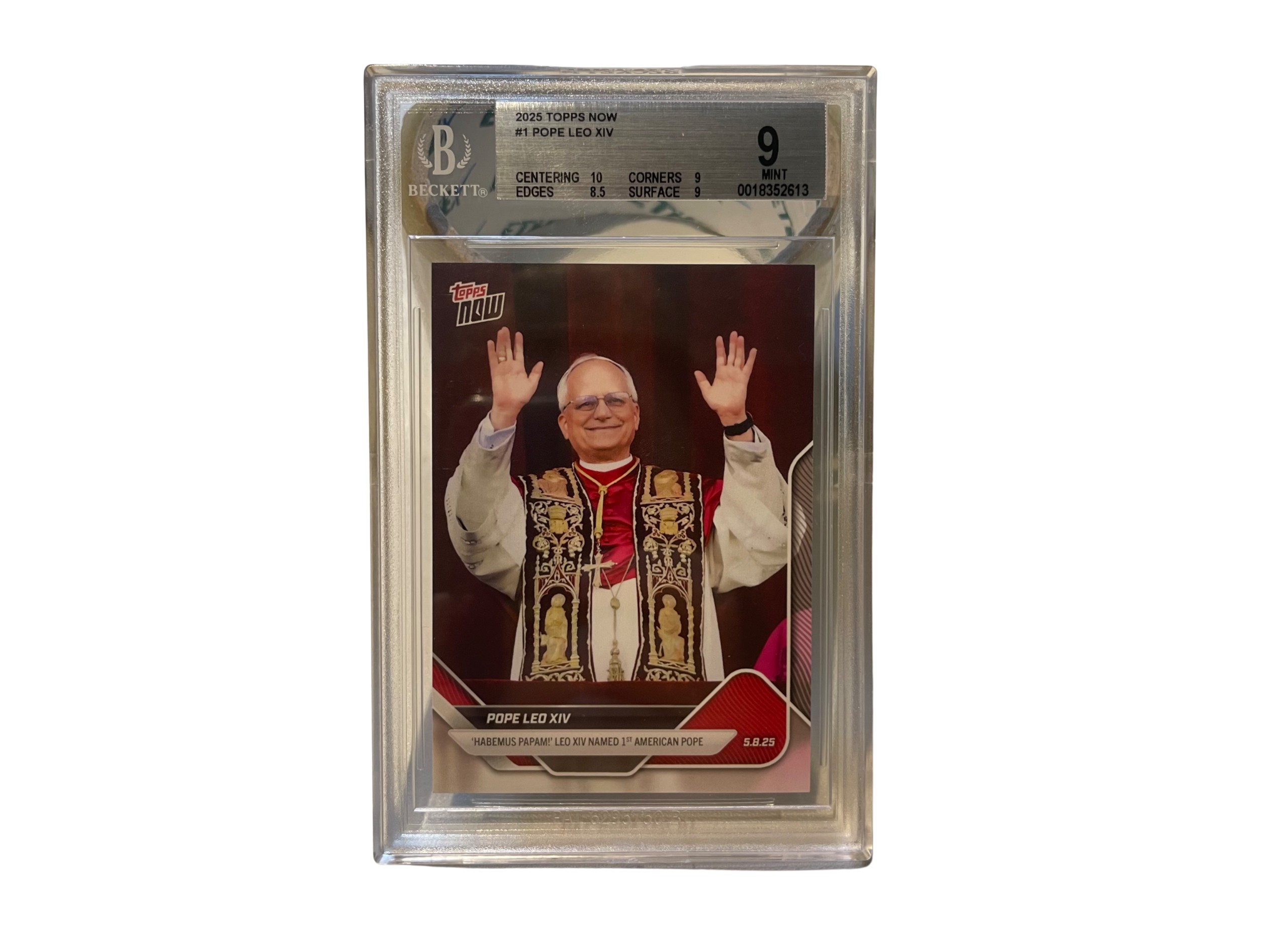 Card 2025 Topps NOW #1 Pope Leo XIV – Gradata Beckett 9 - Memorabilia ...