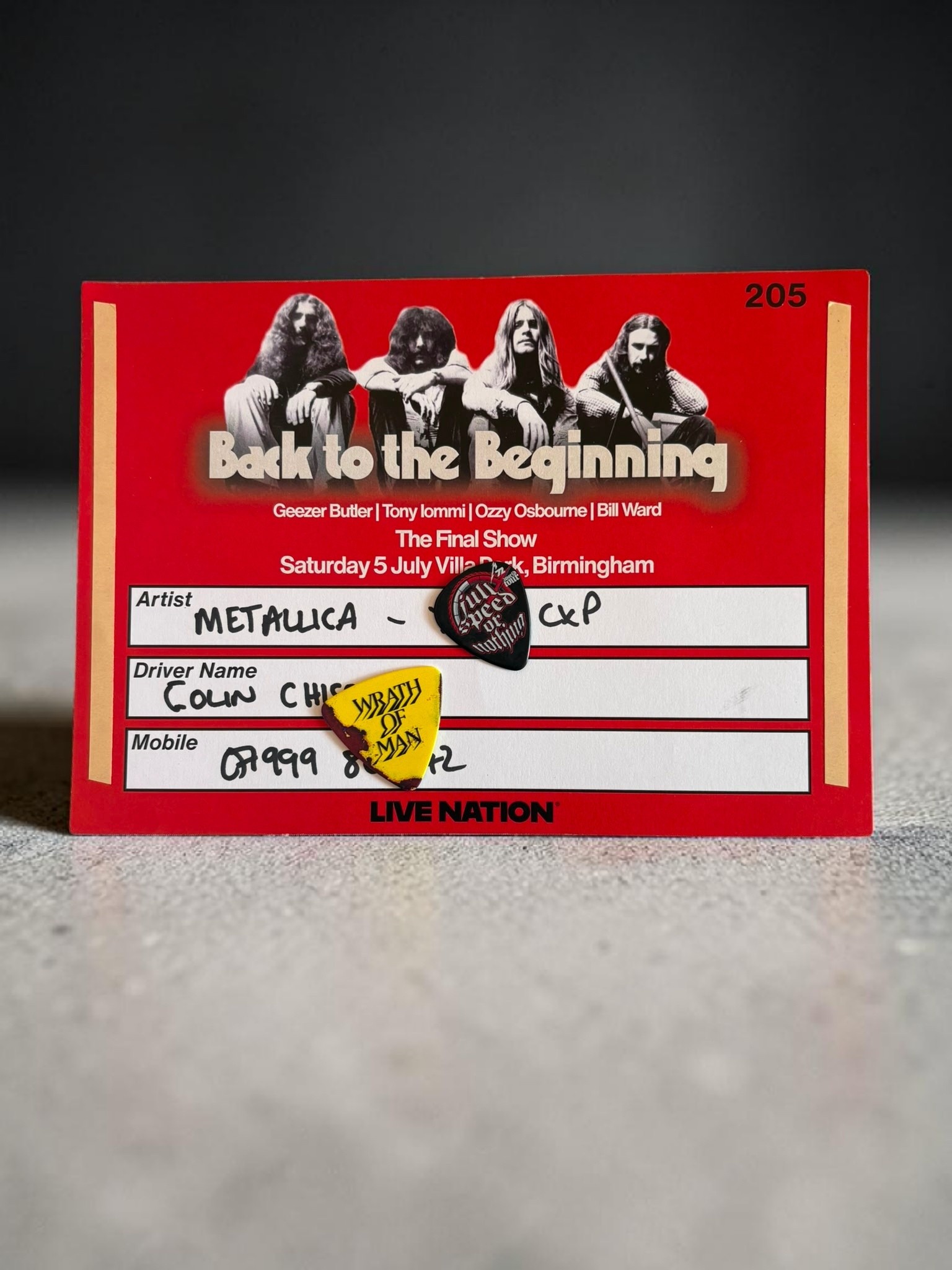 Metallica & Black Sabbath Backstage Pass with Picks - Lecce Exclusive ...