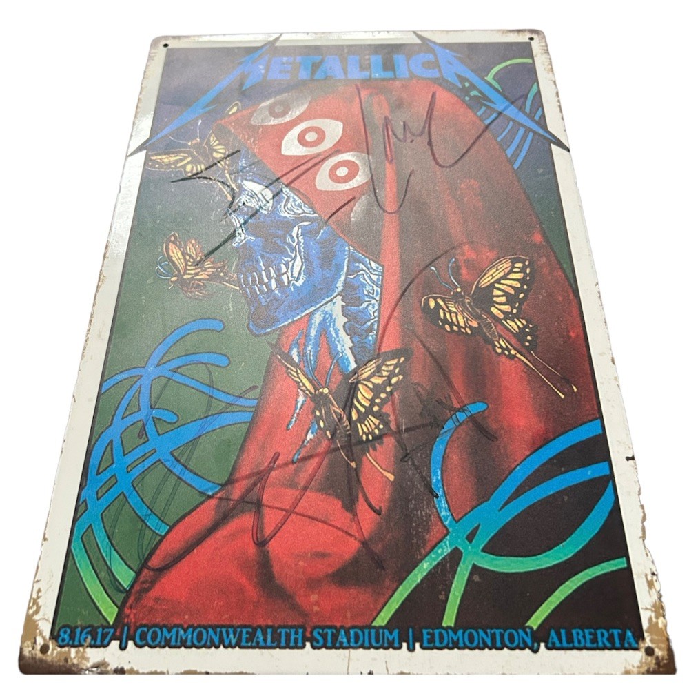 Metallica Signed Enamel Metal 2017 Concert Sign - CharityStars