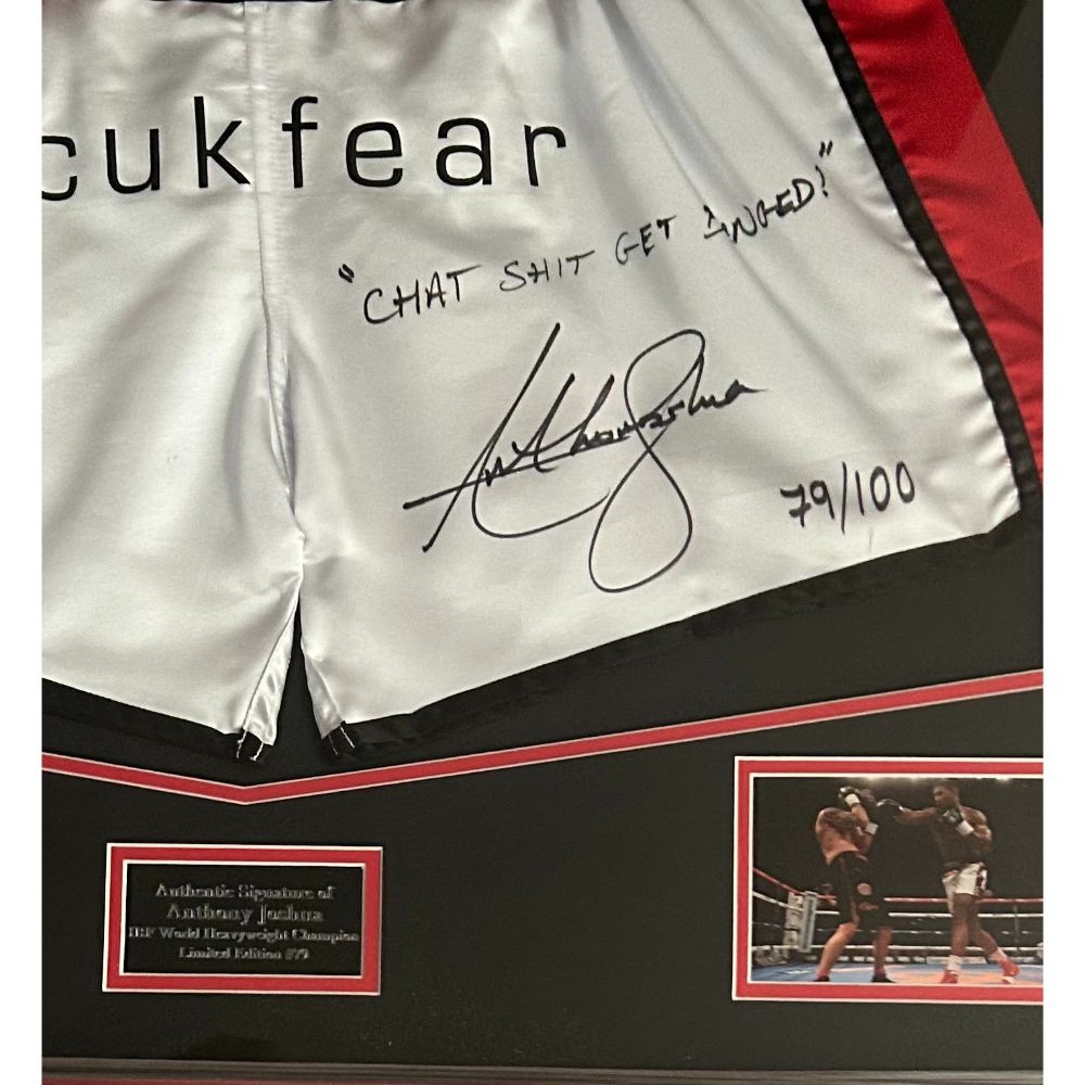 Anthony Joshua Signed and Framed Boxing Shorts - CharityStars