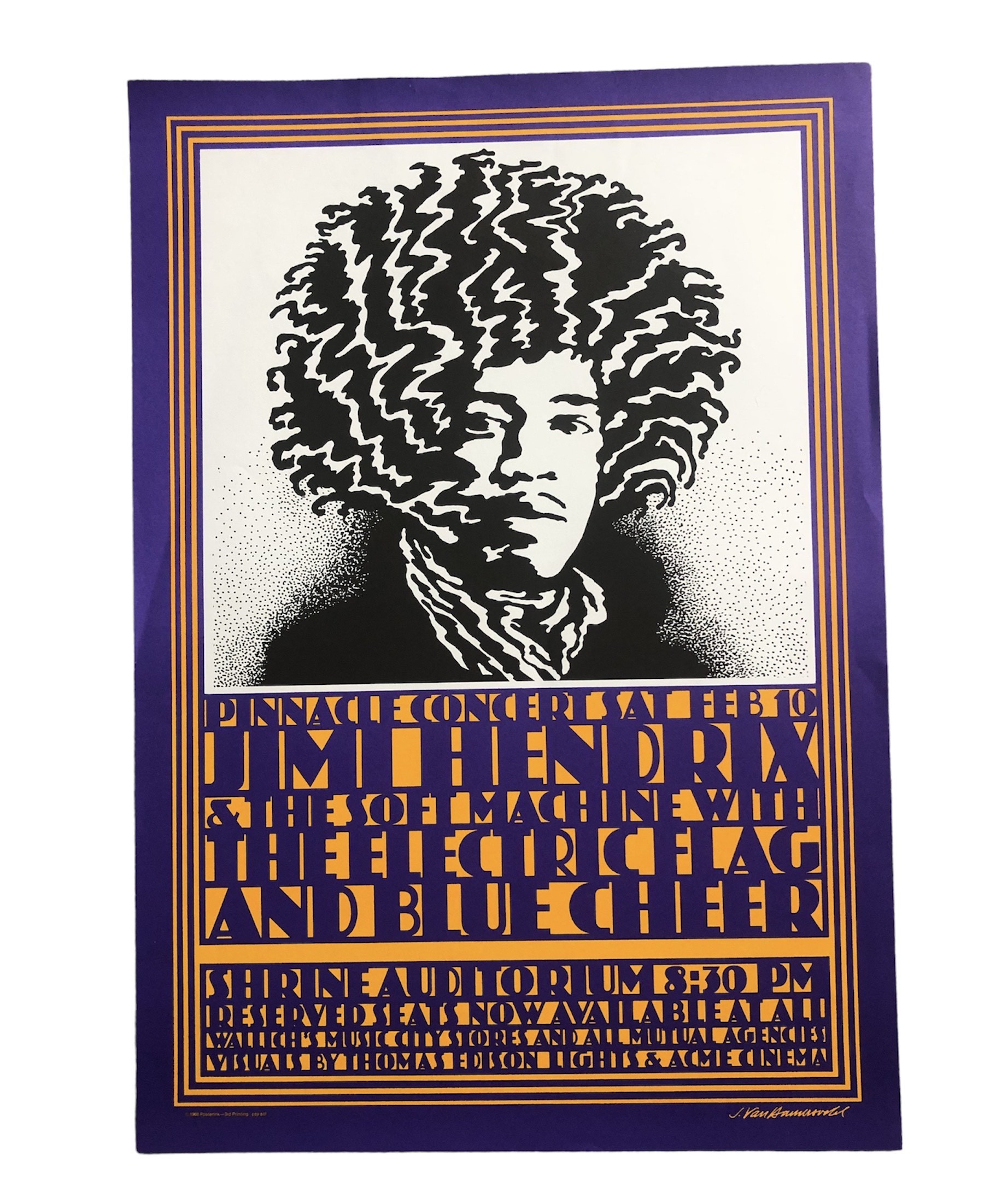 Jimi Hendrix 1968 Pinnacle Shrine Auditorium Concert Poster - CharityStars