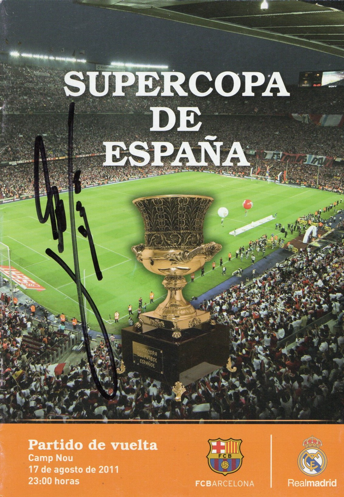 Messi's Signed 2011 Barcelona v Real Madrid Supercopa de España Final ...